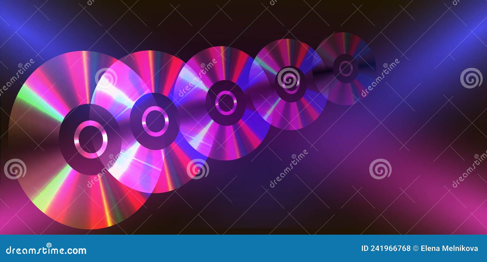 Background for a Music Party with Neon Disks and Glow Stock Vector ...