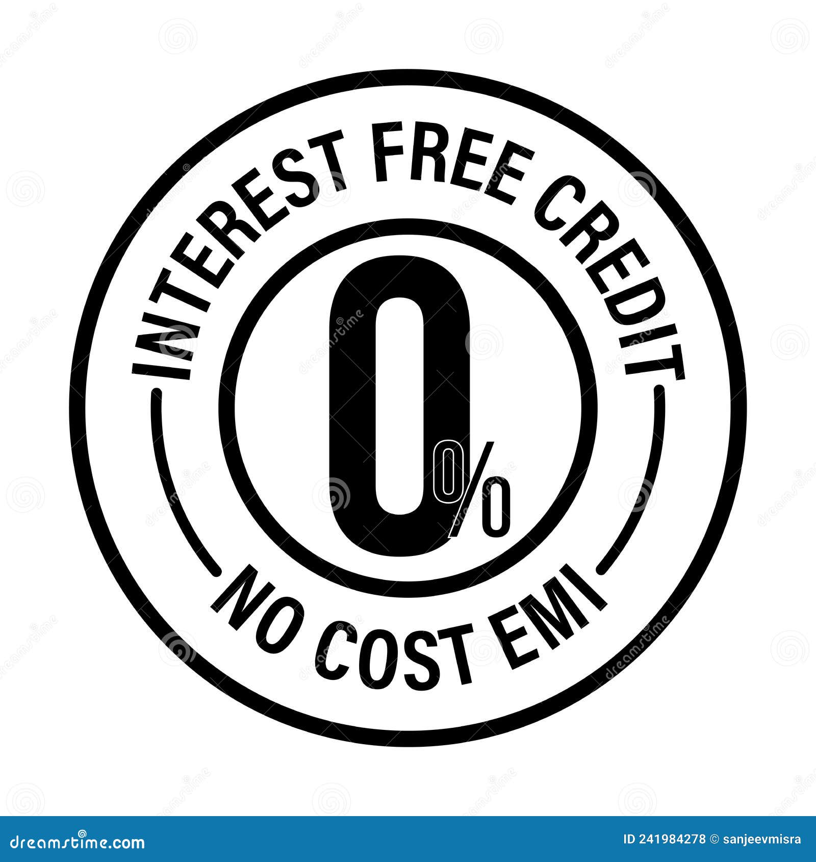 `zero Percent, No Cost EMI, Interest Free Credit` Vector Icon Stock ...