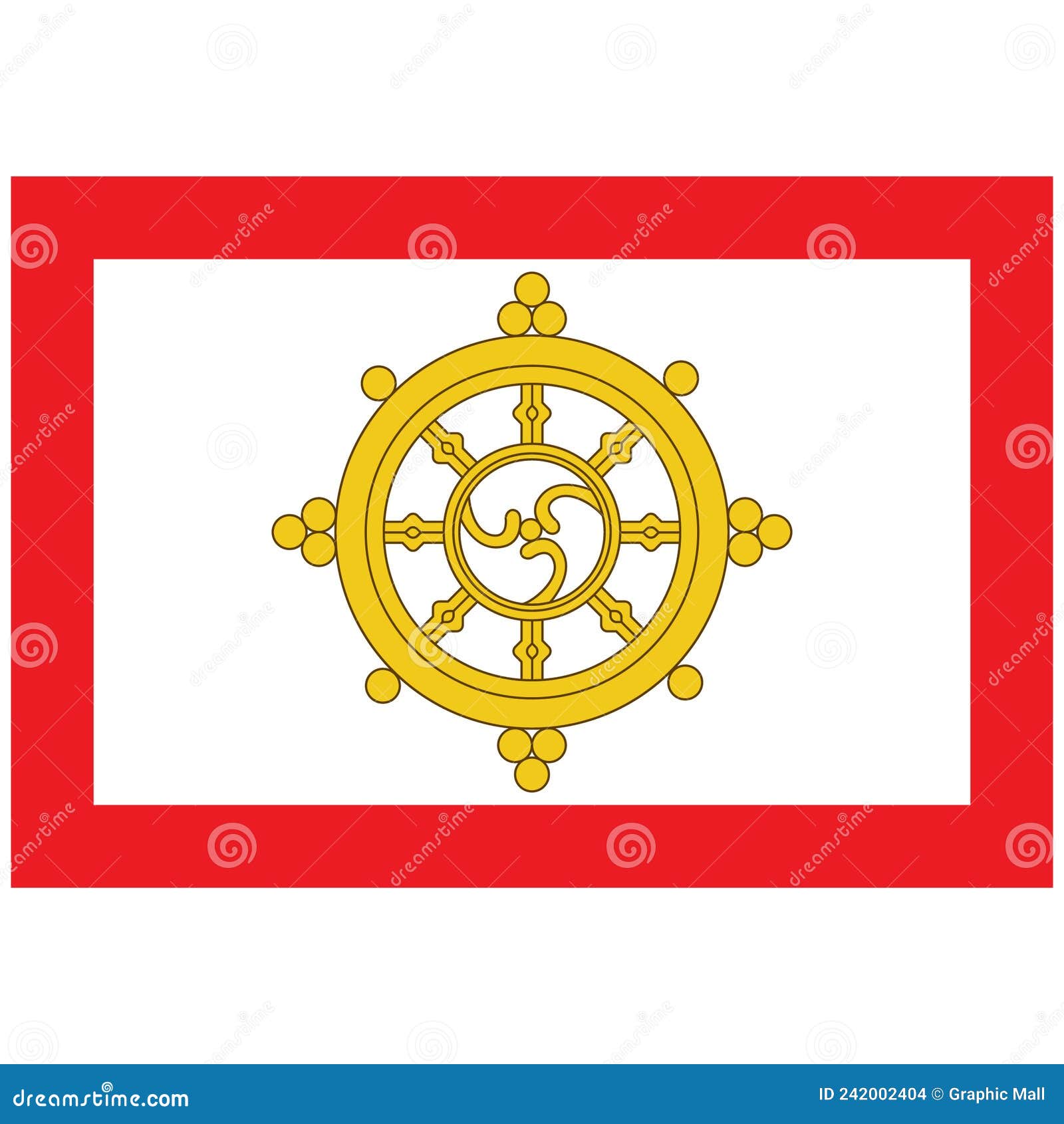 Flag Of Sikkim 1967 1975, Asia At Cloudy Sky Background, Panoramic View ...