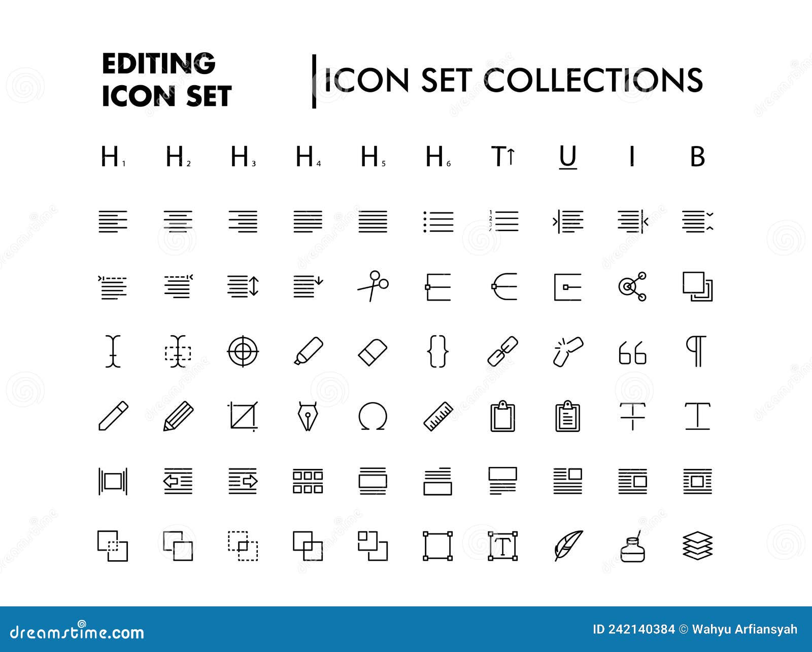 Text Editor Icon Set Vector Collection Stock Vector - Illustration of ...