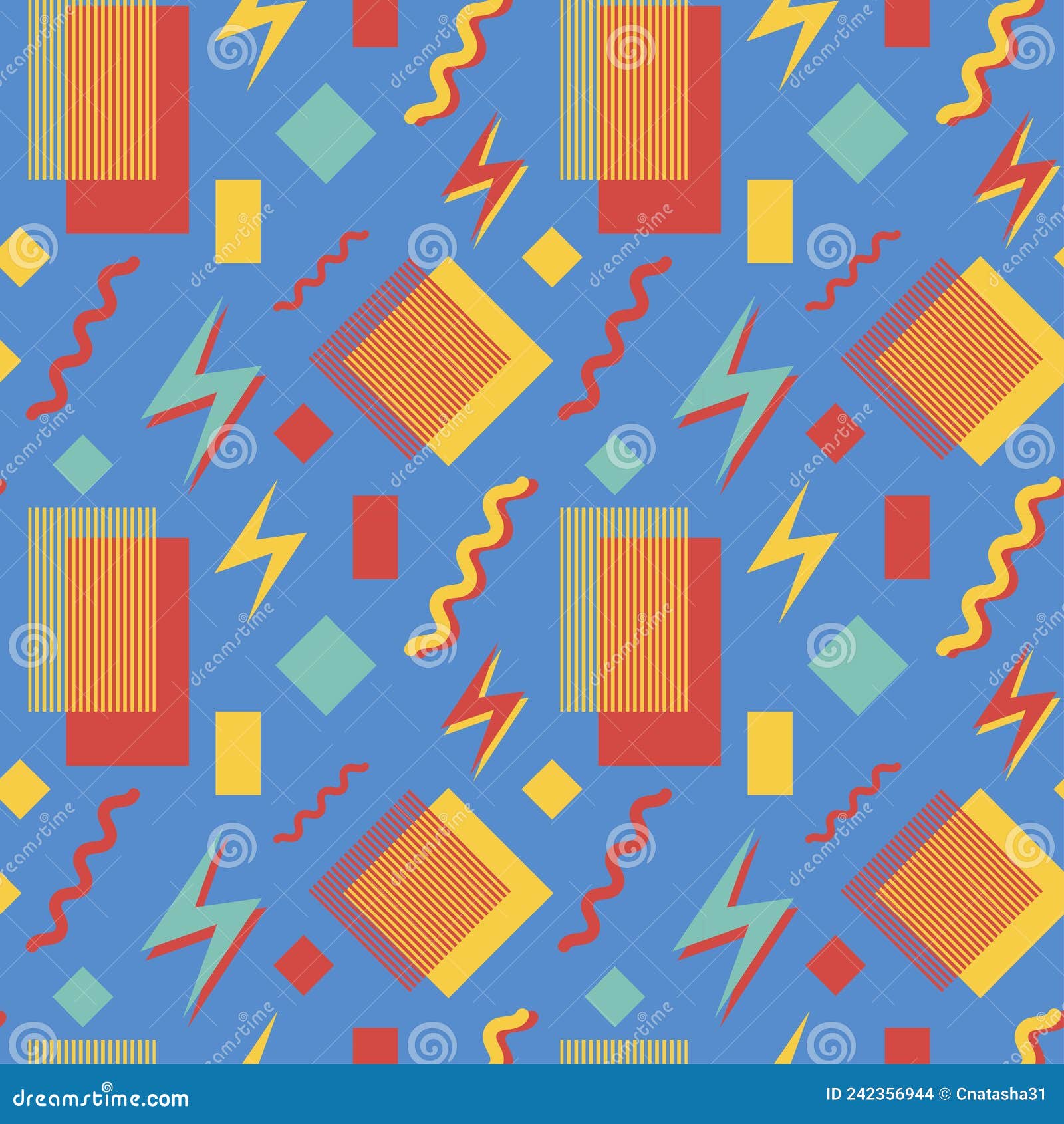 90s Seamless Pattern. Memphis Background. Geometric Shapes. Style 80s ...
