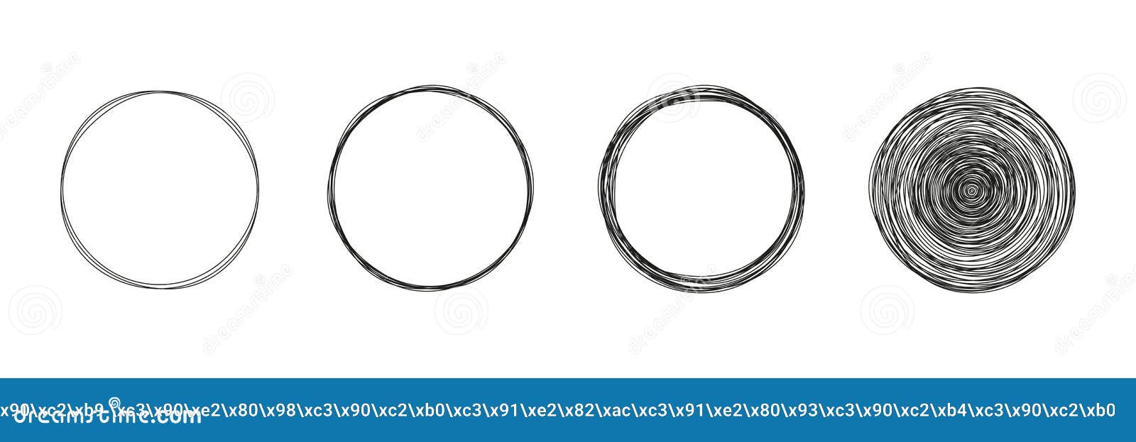 Set of Continuous Line Circles. Minimalism Linear Art Collection Stock ...