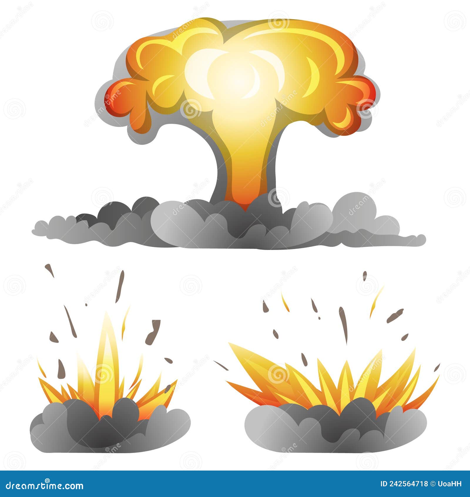 Ð¡artoon Explosions, Nuclear Bomb, Missiles. Stock Vector ...