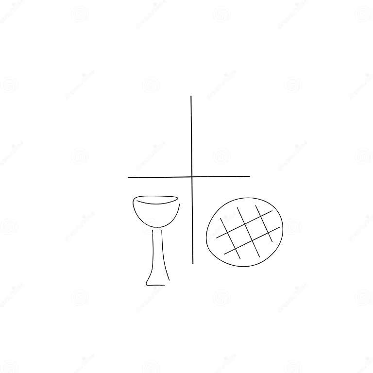 Symbol of Holy Communion Bread and Wine, Vector Illustration Stock ...