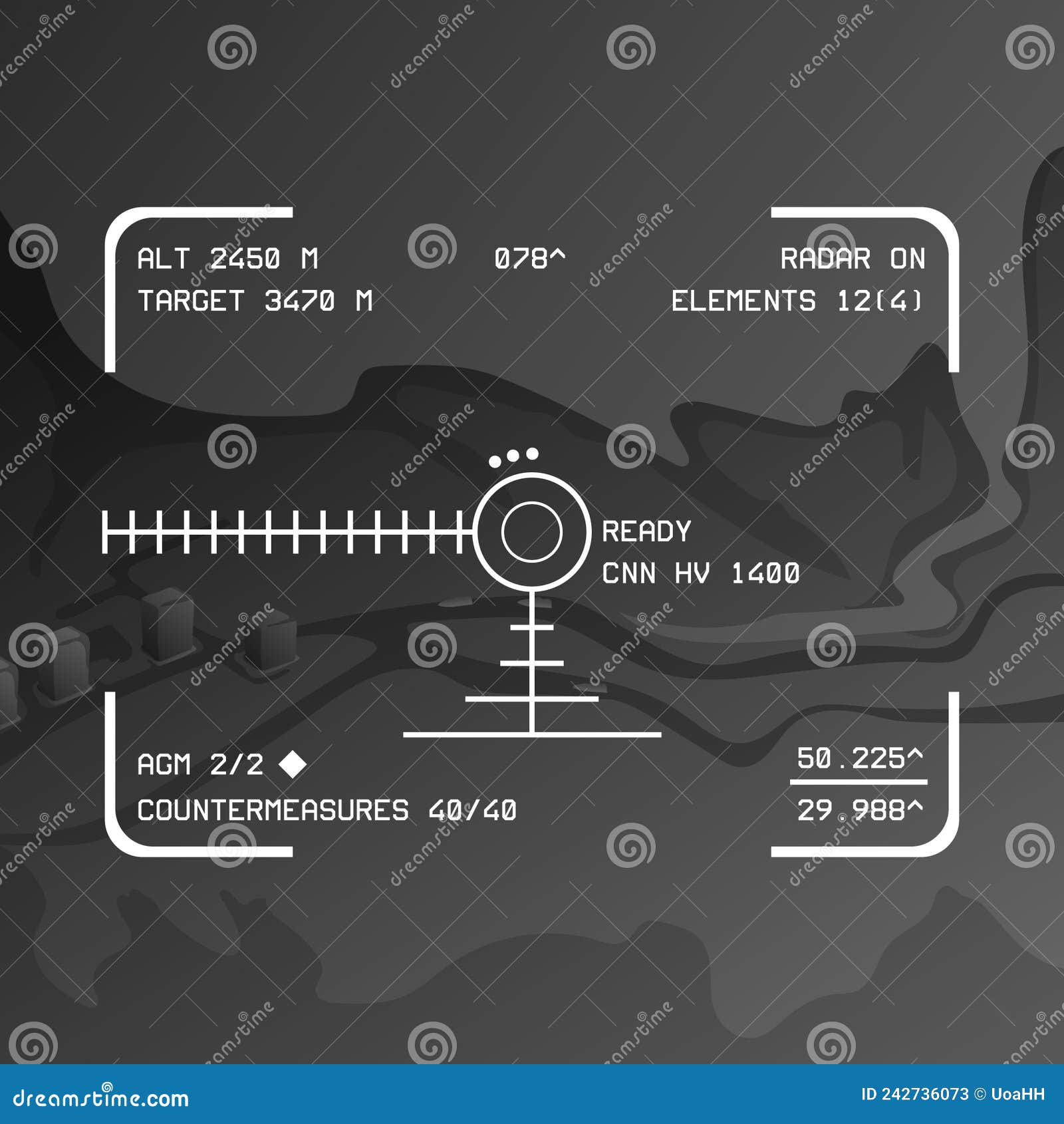 Interface of a Fictional Combat UAV with a Thermal Imager. Stock Vector ...