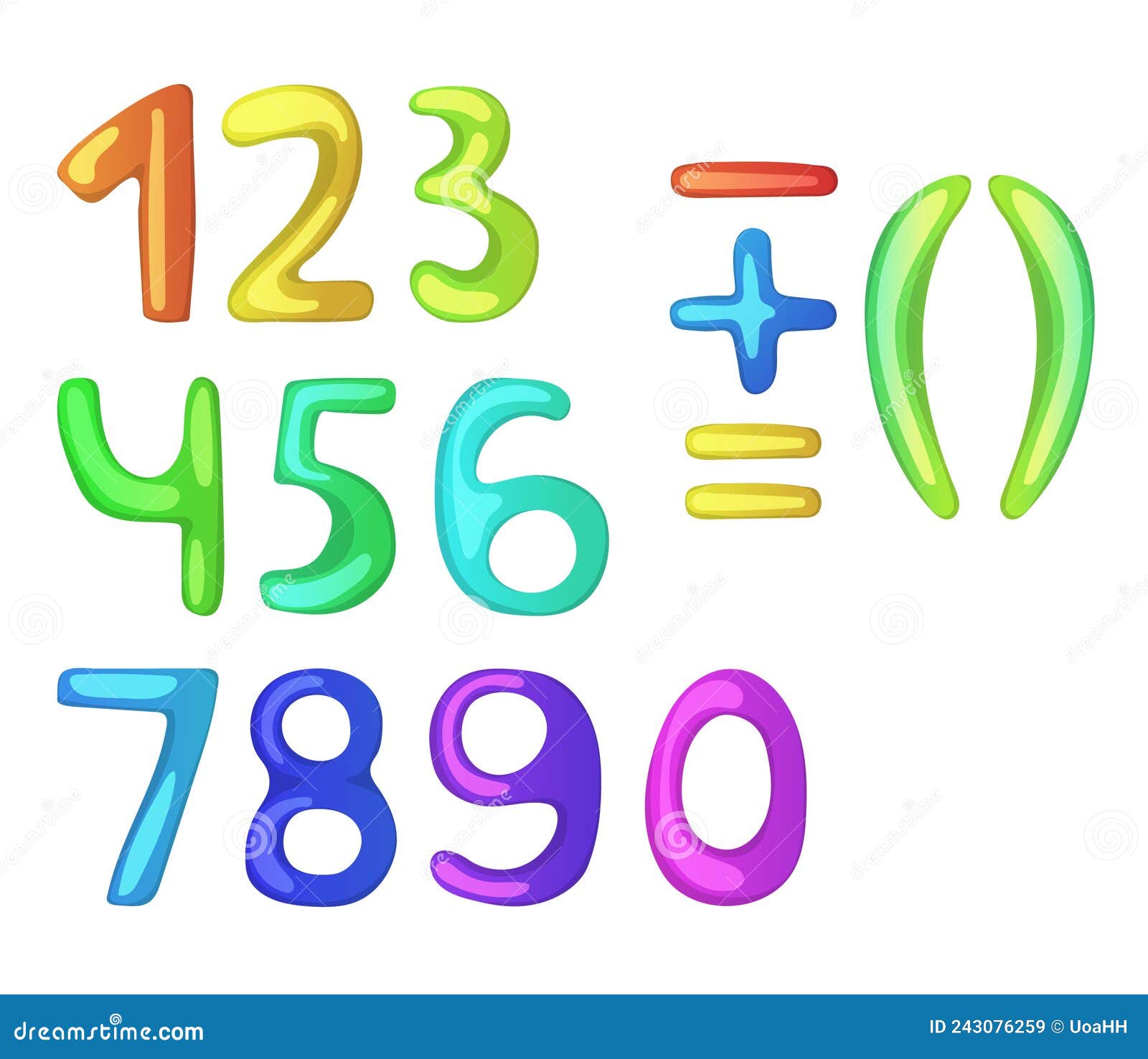Cartoon Numbers and Basic Math for Preschool Children. Stock Vector ...