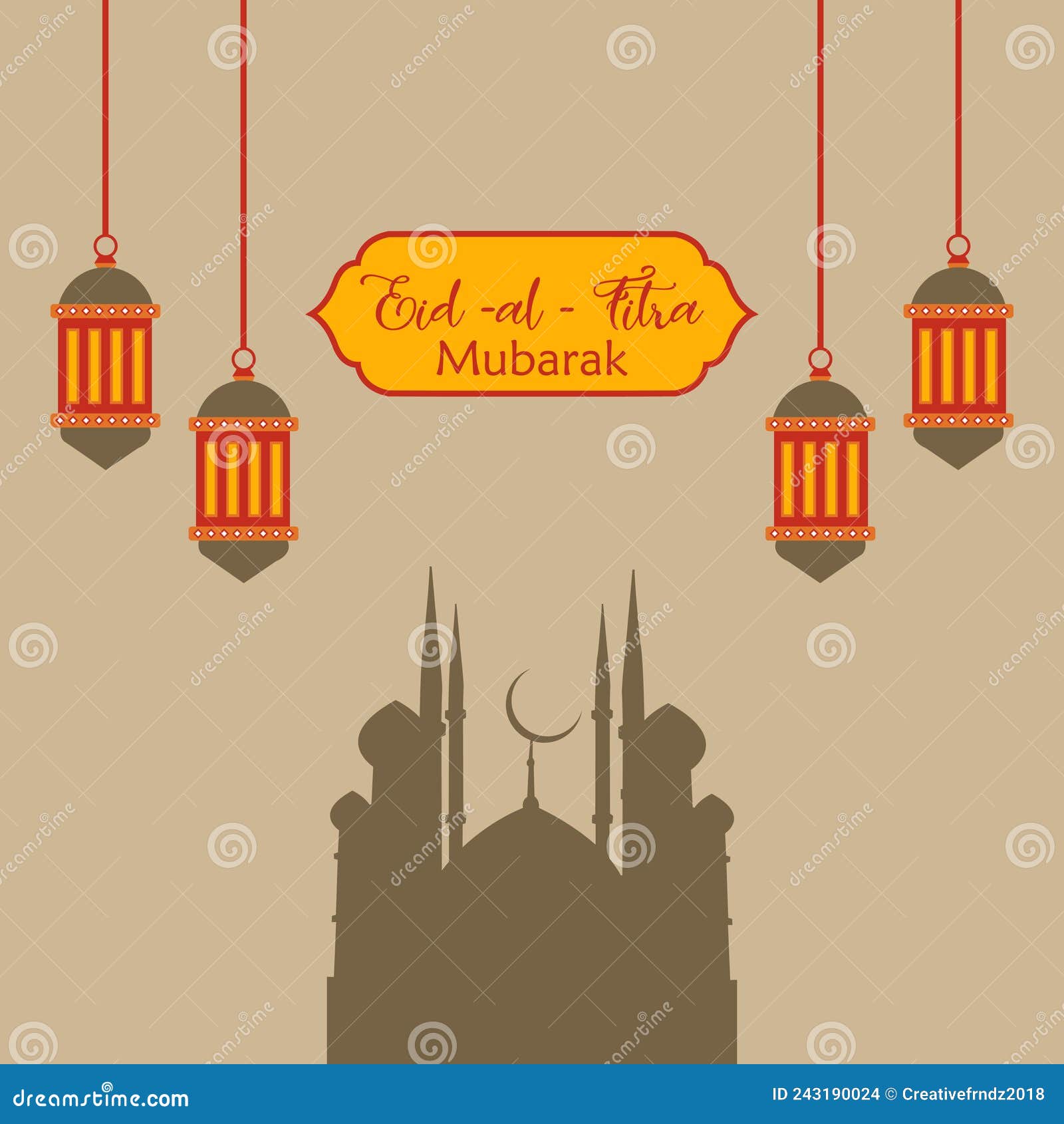 Eid- Al -Fitra Greeting Card Design Stock Vector - Illustration of ...