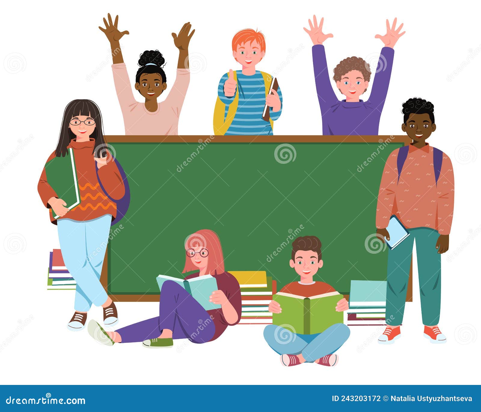 Students In Different Postures Royalty-Free Illustration ...