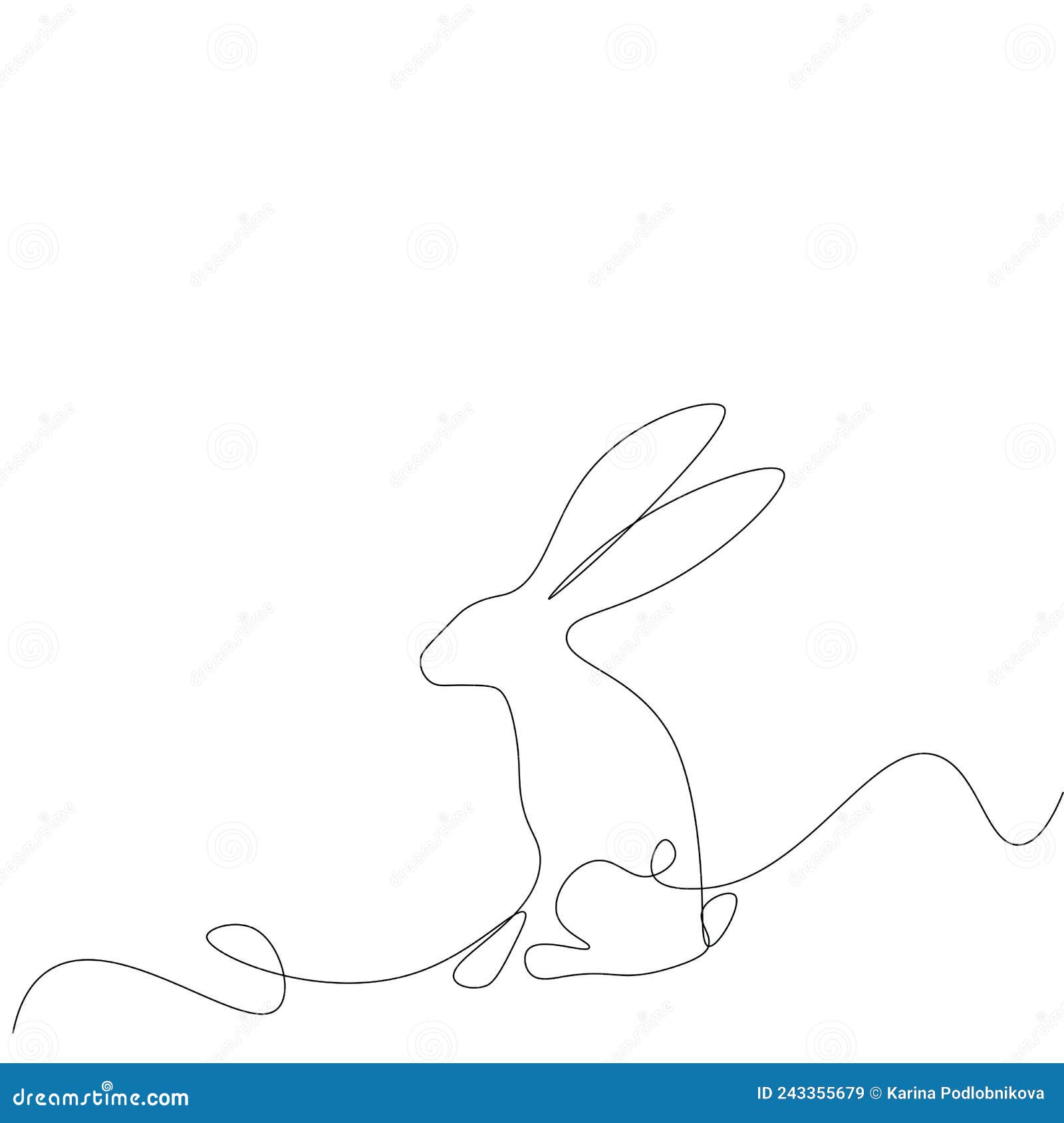 Easter Bunny Line Drawing, Vector Illustration Stock Vector ...