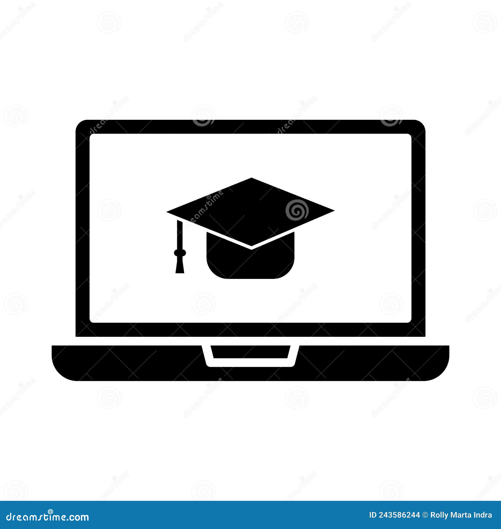 Web E-Graduation. Laptop and Graduation Cap, Online Graduation Symbol ...