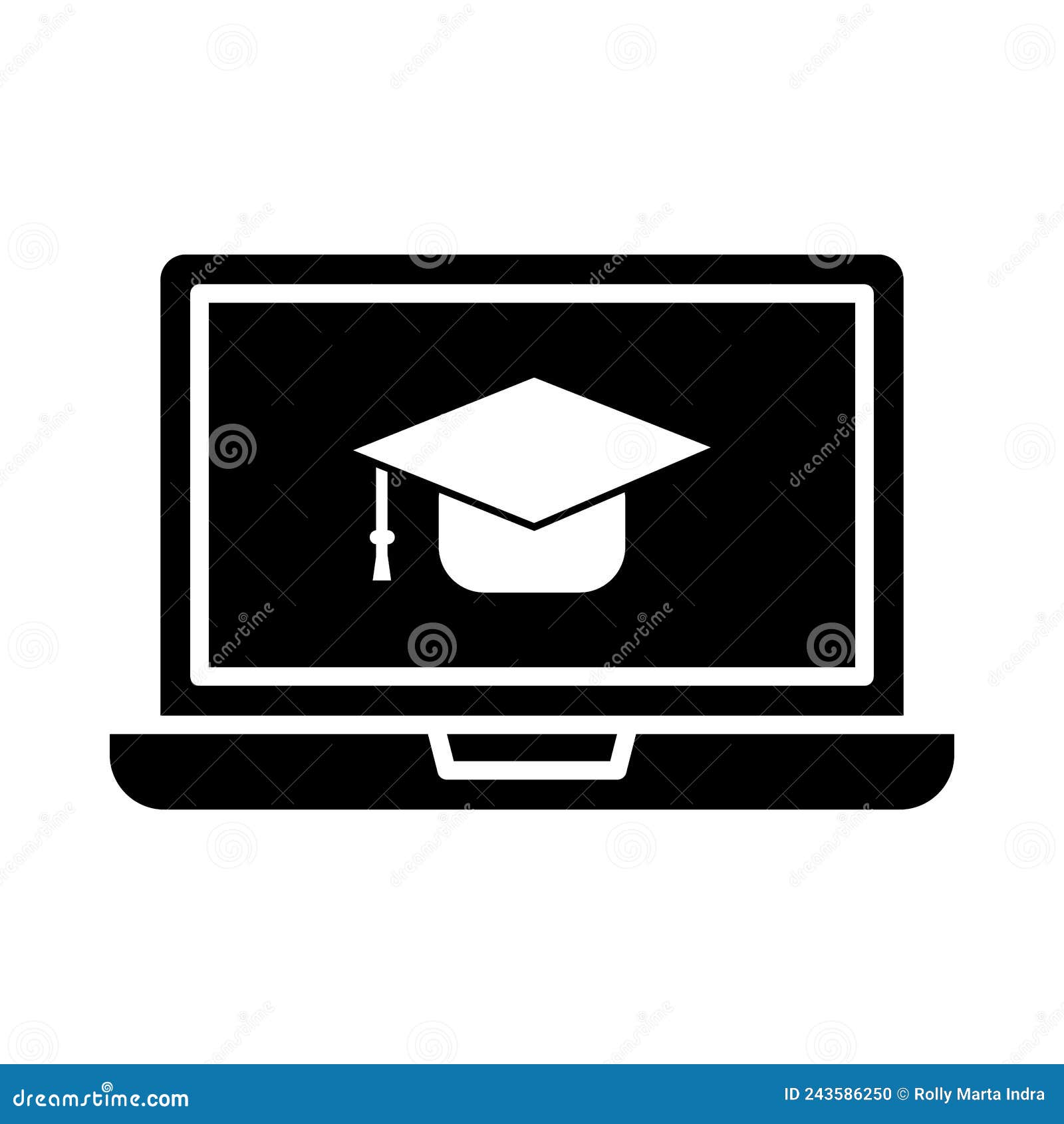 E-Graduation. Laptop And Graduation Cap, Online Graduation Symbol ...