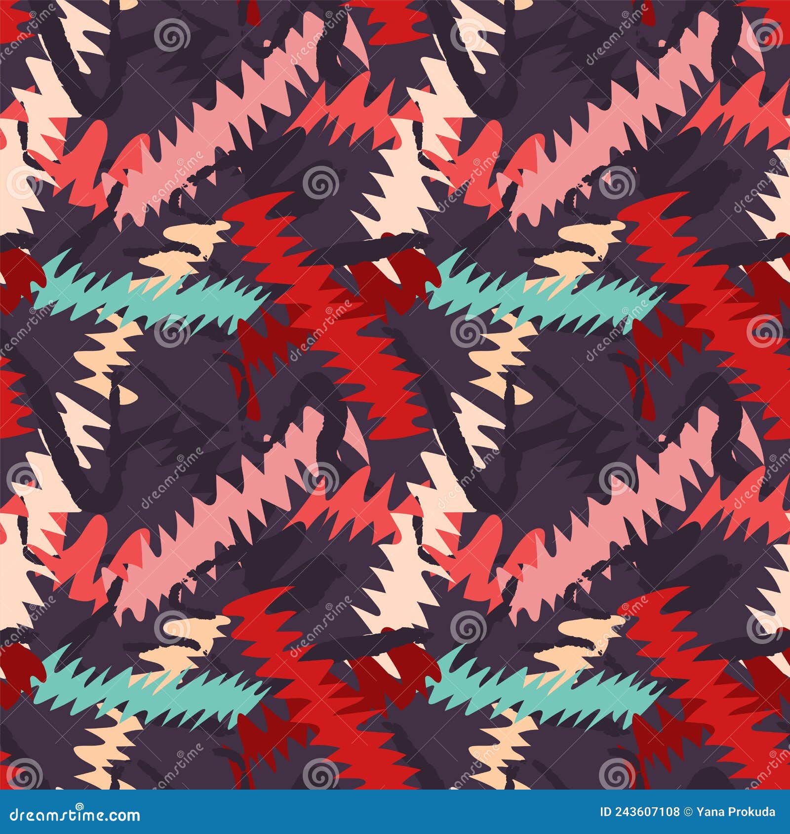 Urban Seamless Pattern with Chatic Curved Elements and Grunge Wave ...