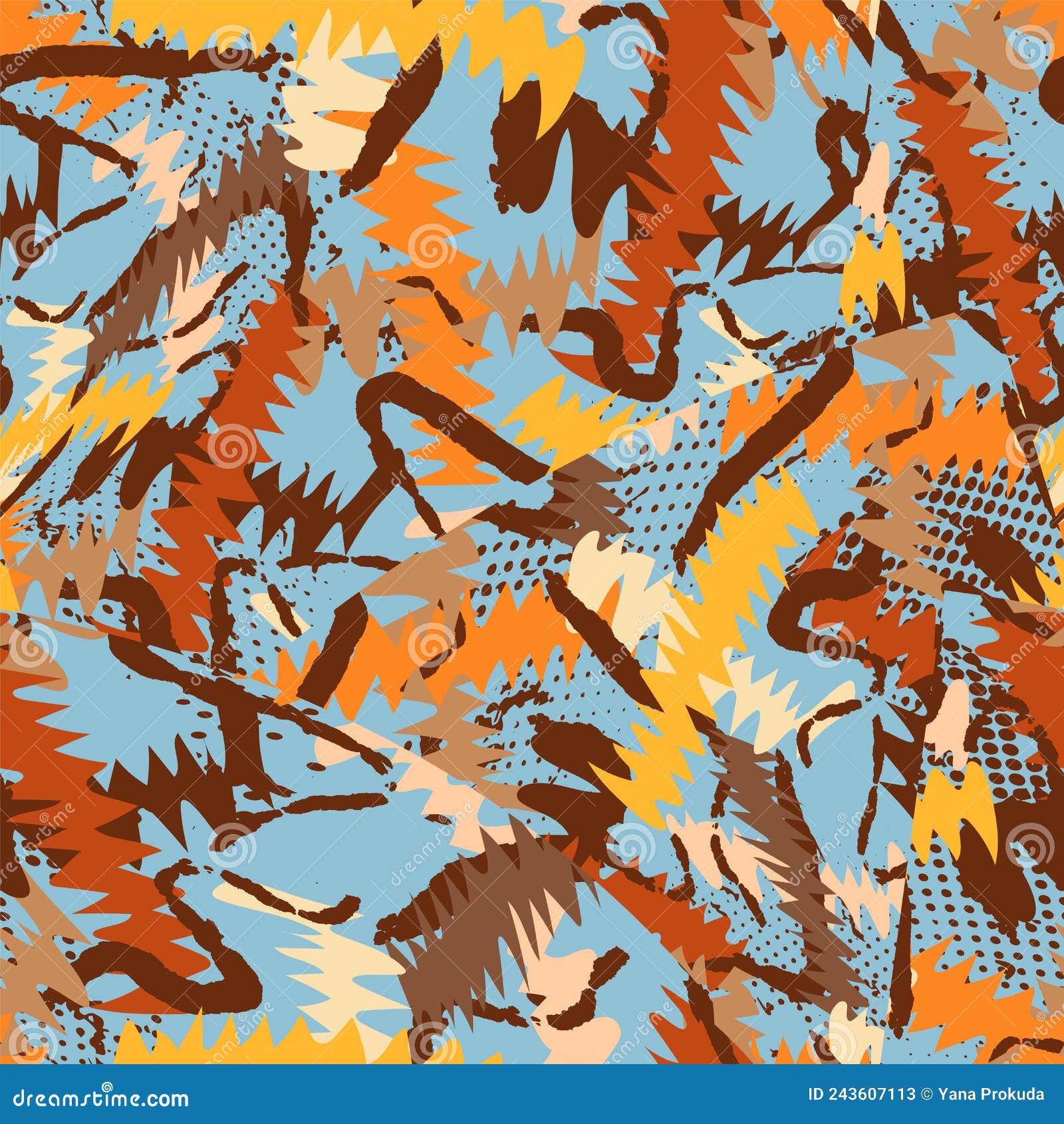 Urban Seamless Pattern with Chatic Curved Elements and Grunge Wave ...