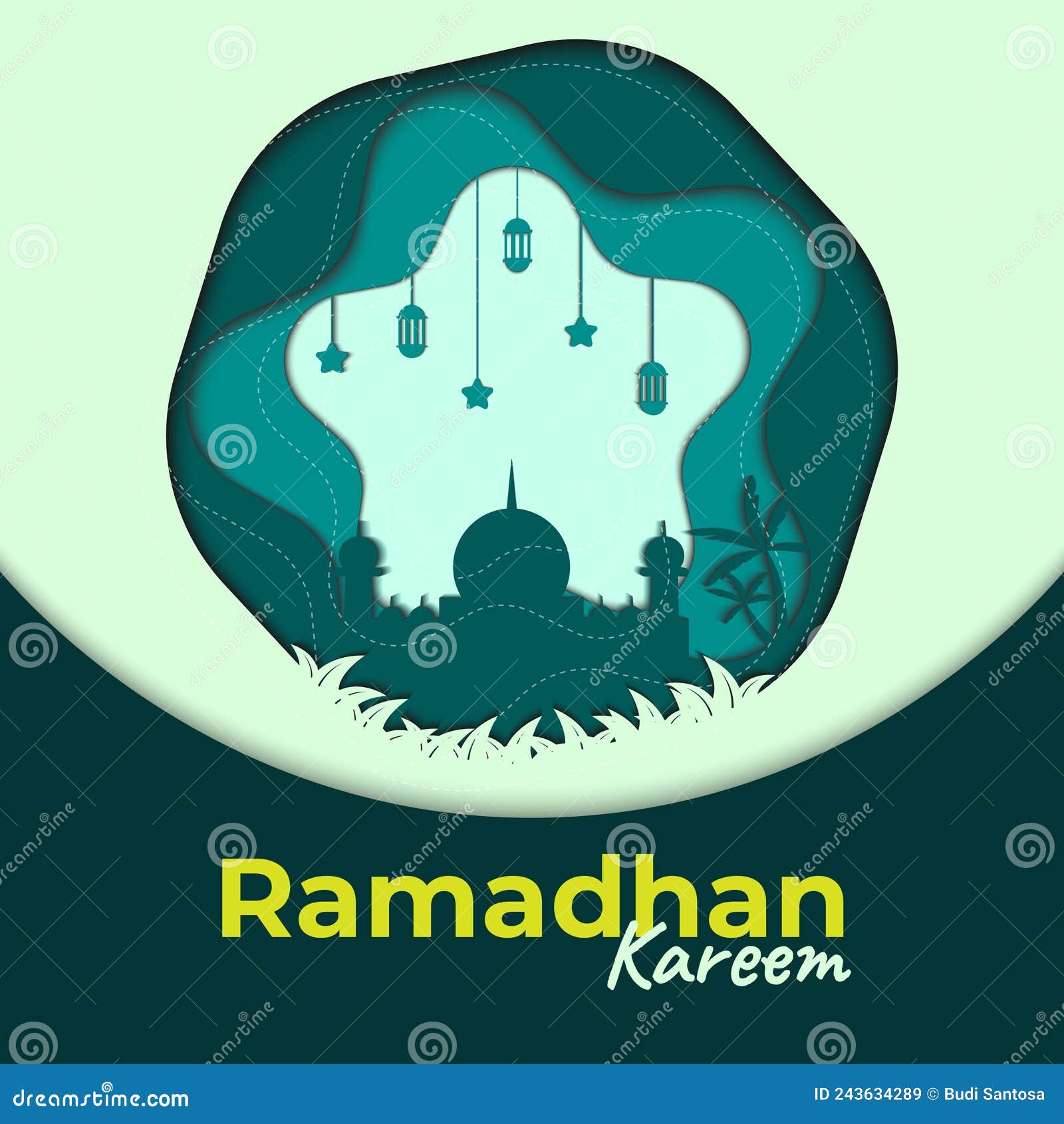 Vector Graphic of Ramadhan Greeting Card. with Green and Yellow Color ...