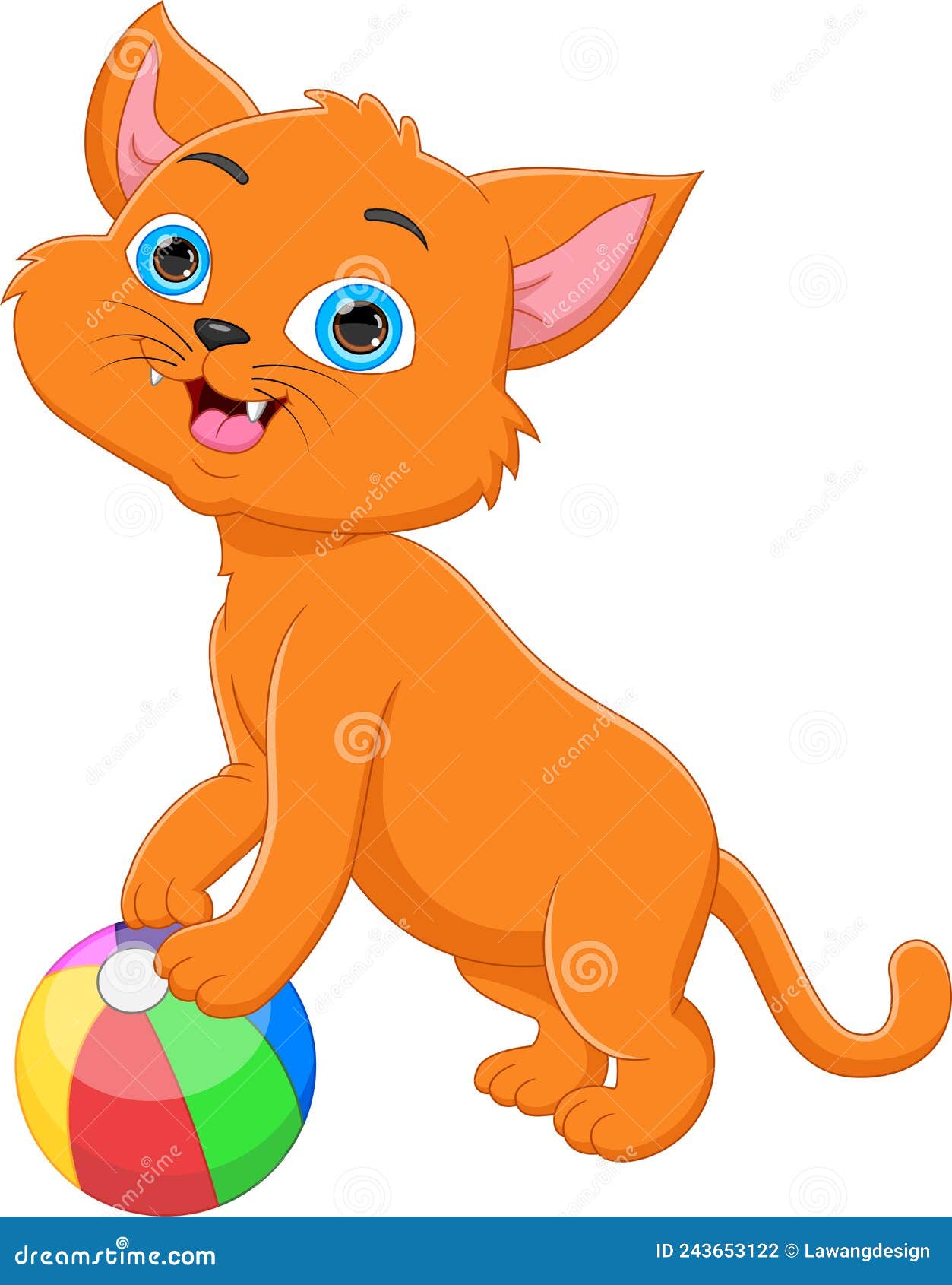 Cute Cat with an Inflatable Ball Stock Vector - Illustration of feline ...