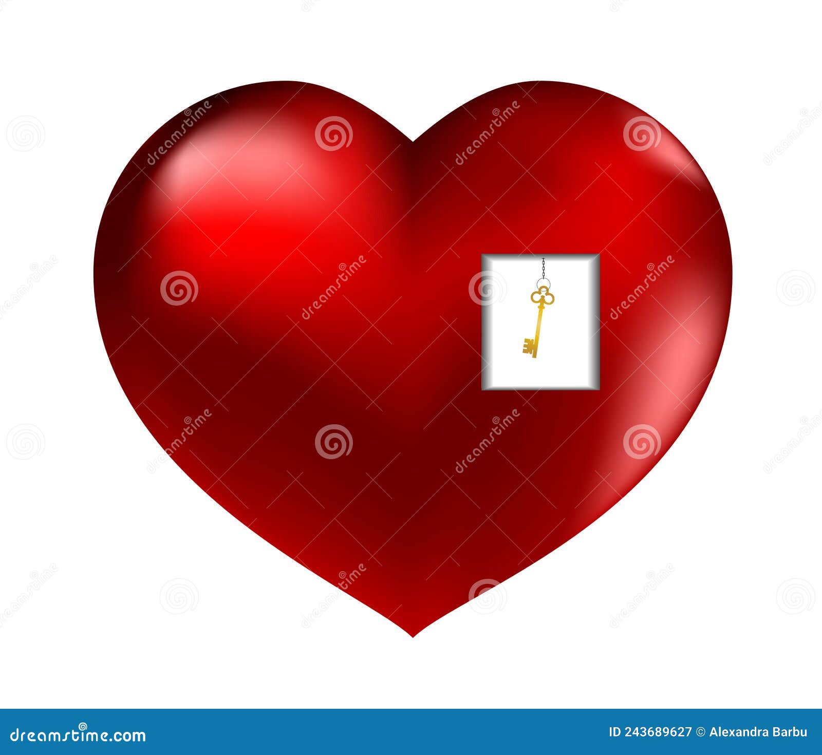 Heart with golden key, stock vector. Illustration of devotion - 243689627