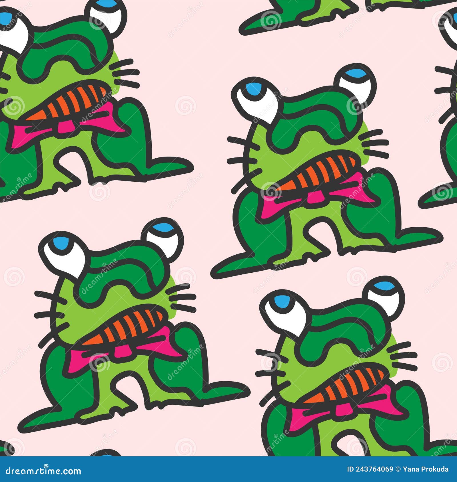 Seamless Vector Artwork with Repeat Cute Unusual Frogs Stock Vector ...