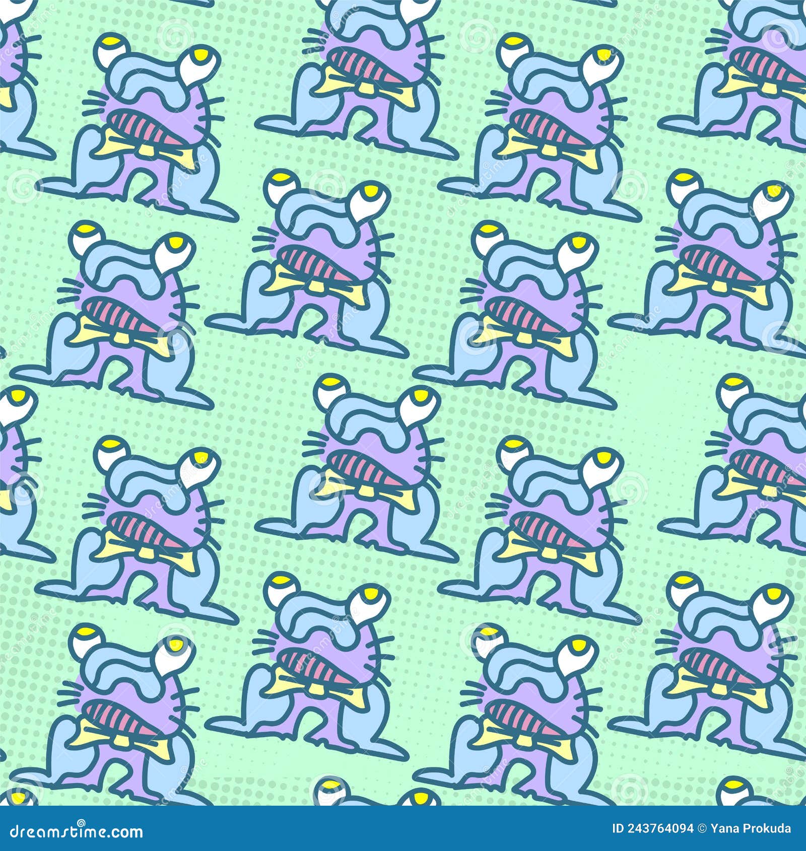 Seamless Vector Artwork with Repeat Cute Unusual Frogs Stock Vector ...
