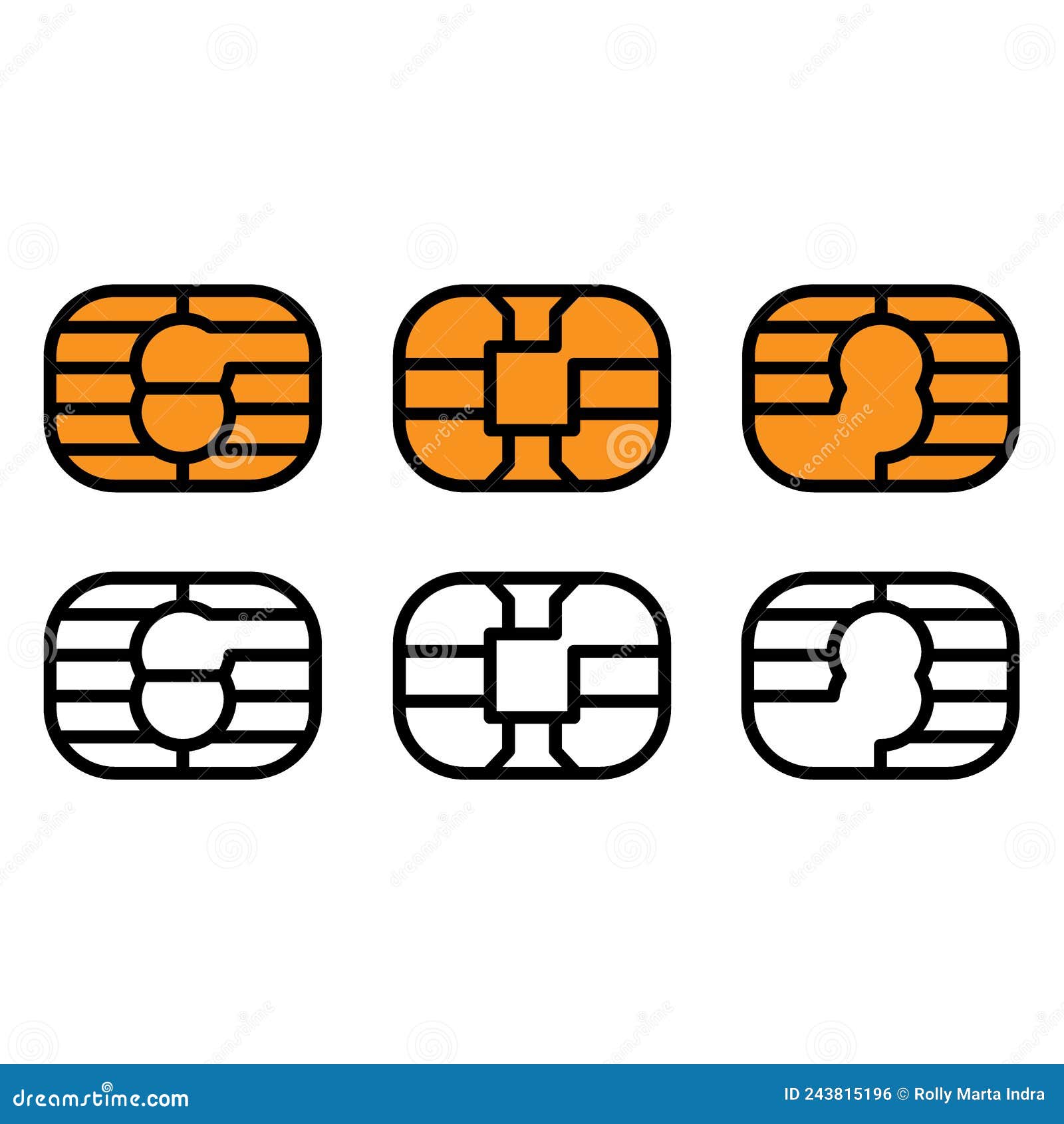 EMV Chip Icon for Bank Plastic Credit or Debit Charge Card. Vector Line ...