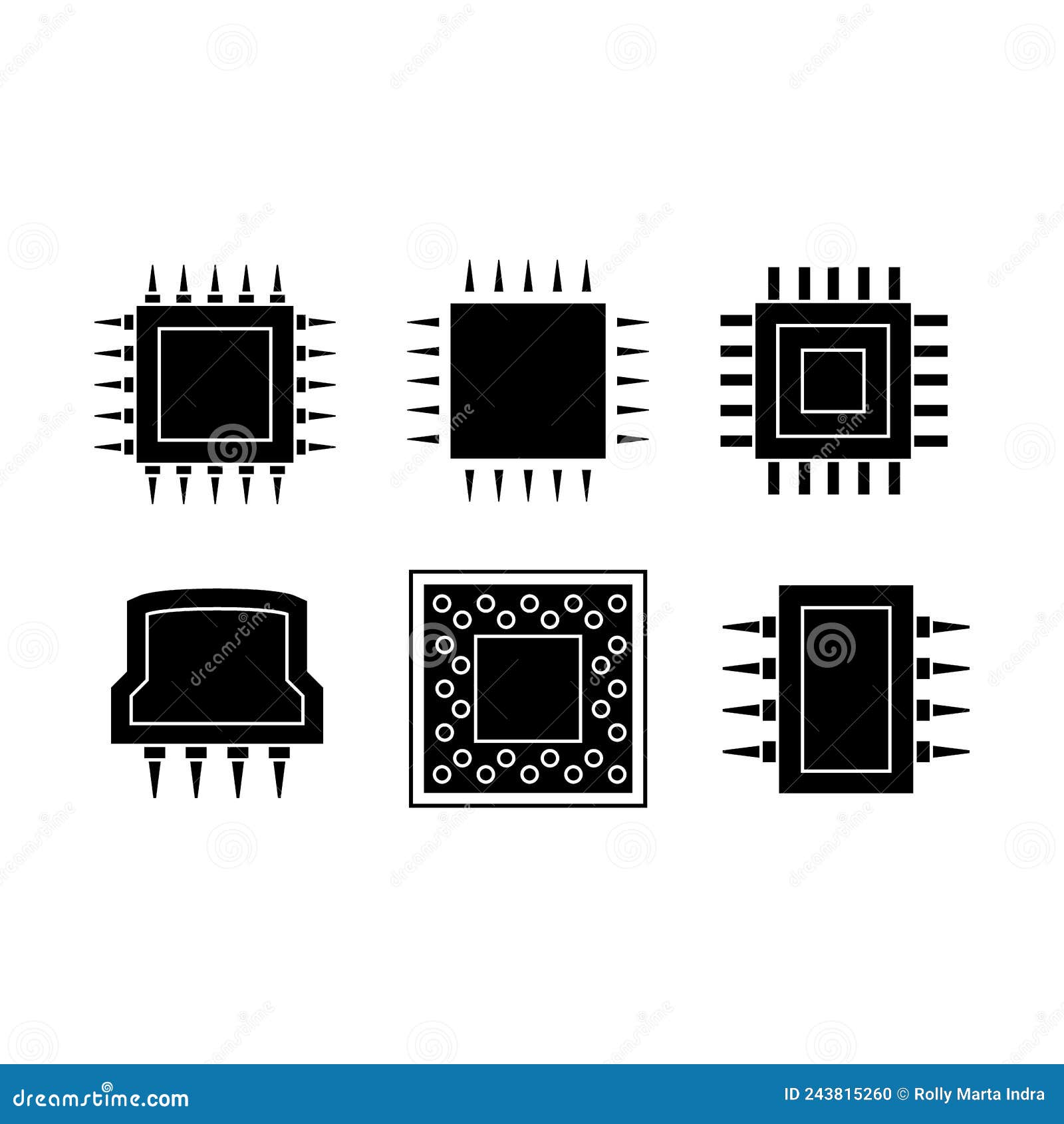 Vector Icon of Computer Chips. the Processor Has the Inscription: CPU ...