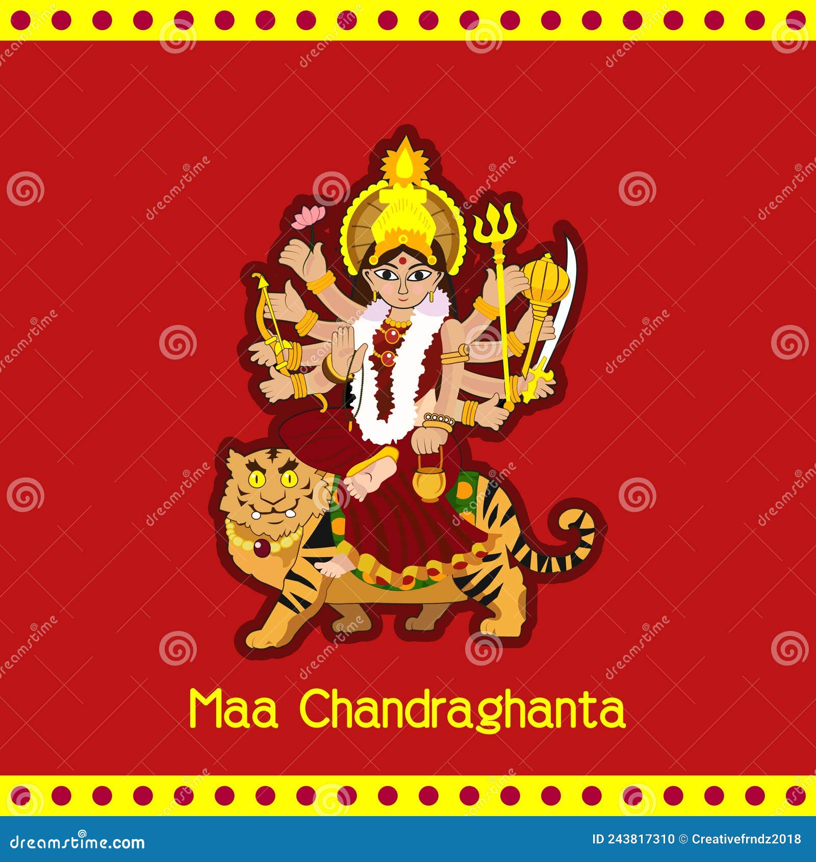 Goddess Chandraghanta Devi For The Third Navadurga Of Navratri Festival ...