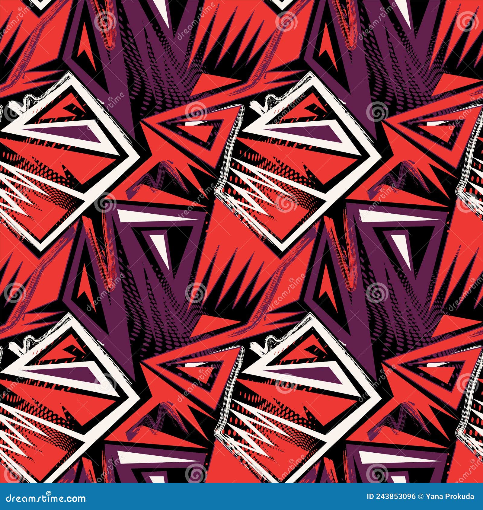 Seamless Abstract Urban Pattern with Curved Elements, Grunge Waves and ...