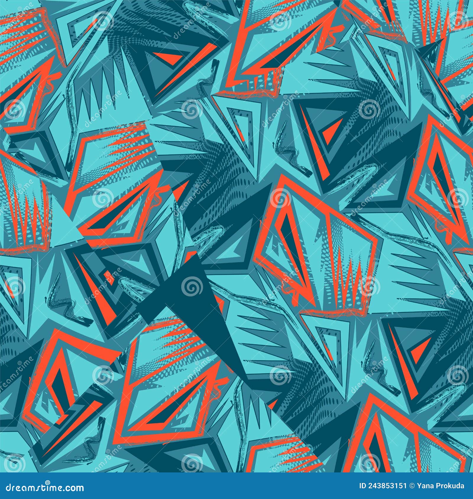 Seamless Abstract Urban Pattern with Curved Elements, Grunge Waves and ...