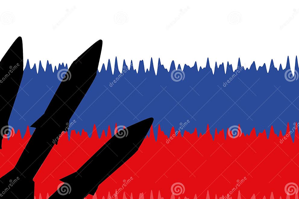 Russia. Nuclear Weapons. Russia Flag with Nuclear Weapons Symbol with ...
