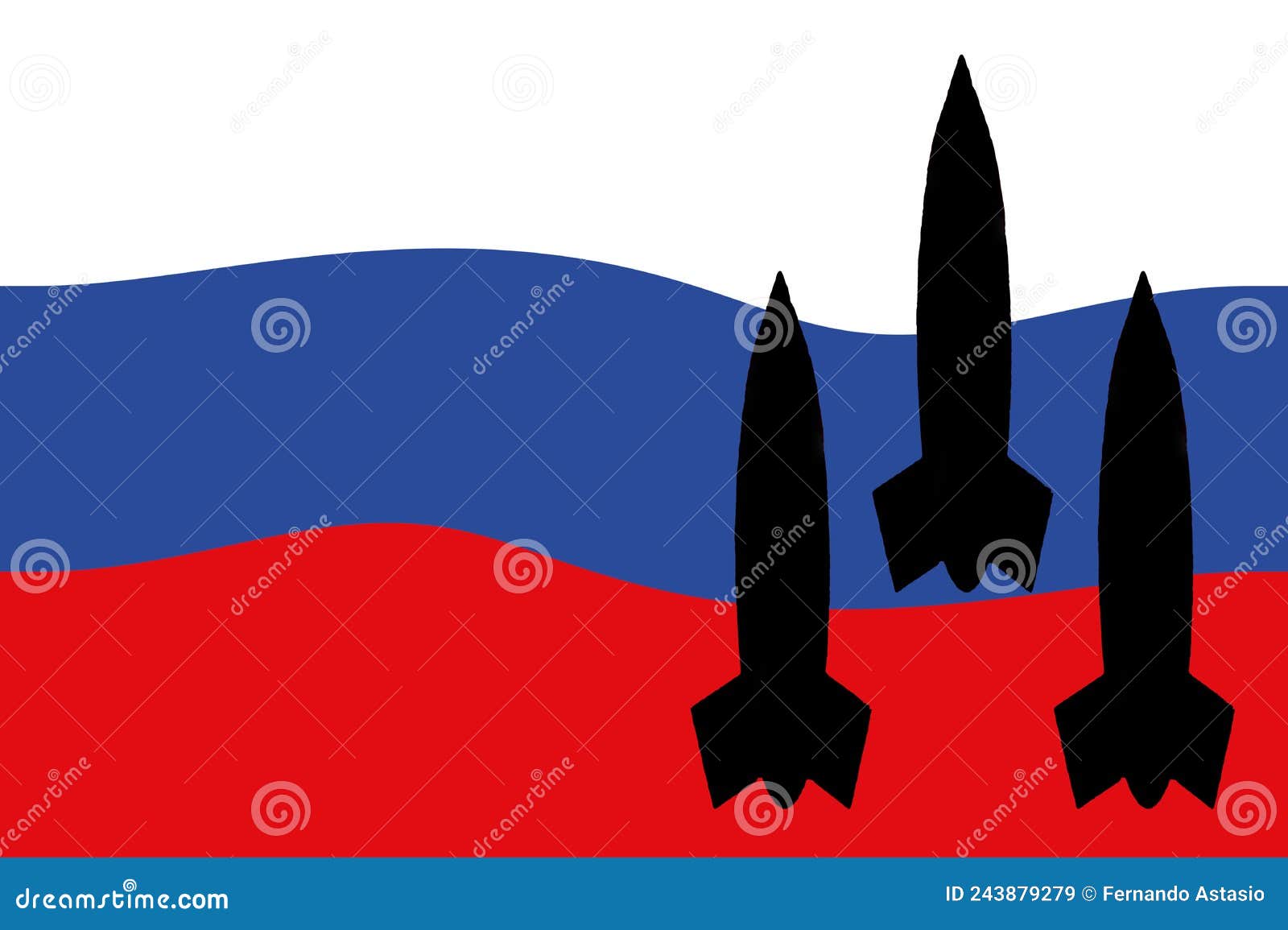 Russia. Nuclear Weapons. Russia Flag with Nuclear Weapons Symbol with ...