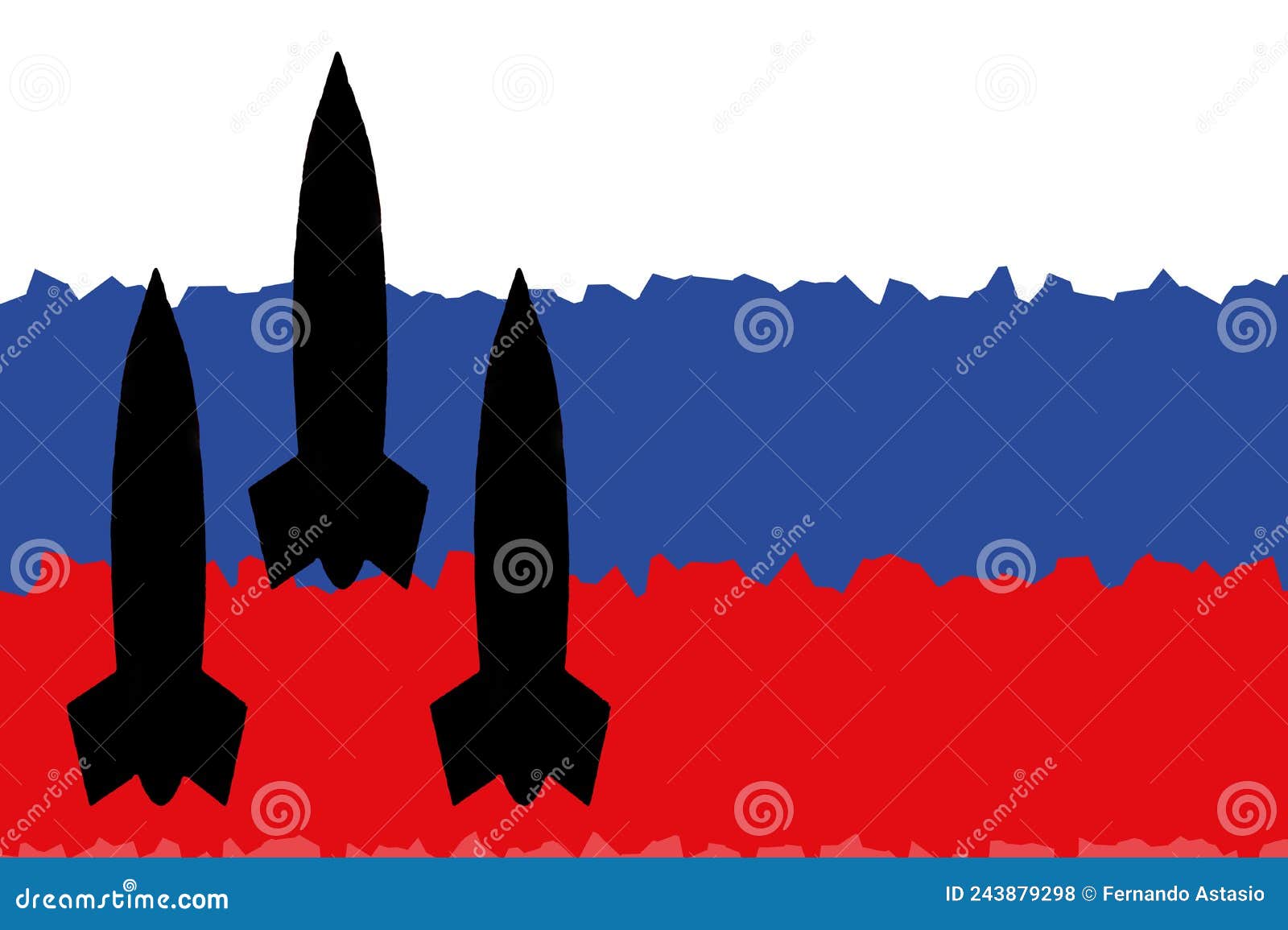 Russia. Nuclear Weapons. Russia Flag with Nuclear Weapons Symbol with ...