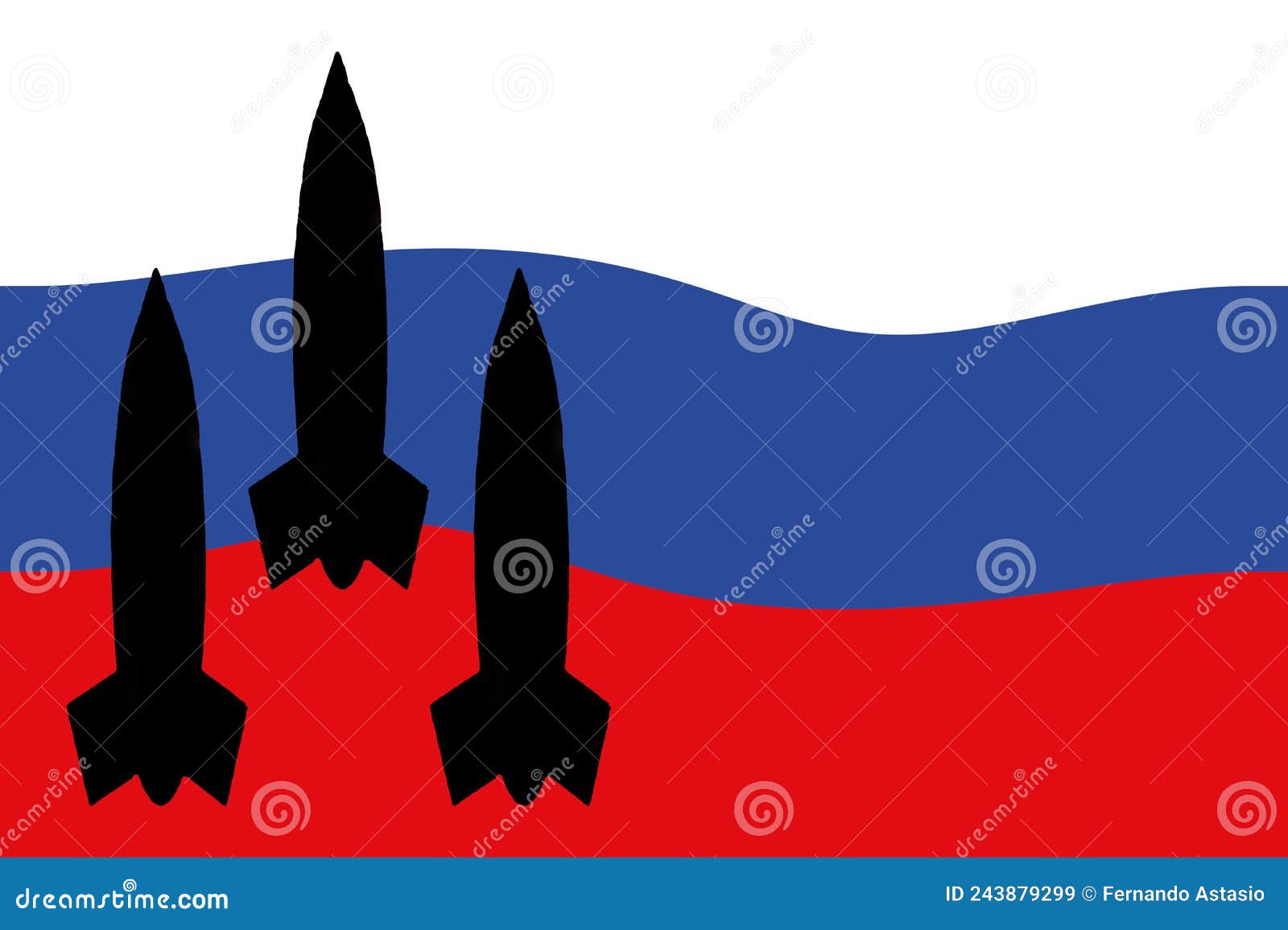 Russia. Nuclear Weapons. Russia Flag with Nuclear Weapons Symbol with ...