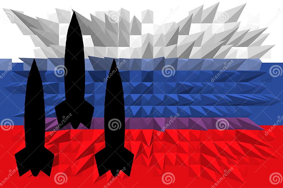 Russia. Nuclear Weapons. Russia Flag with Nuclear Weapons Symbol with ...
