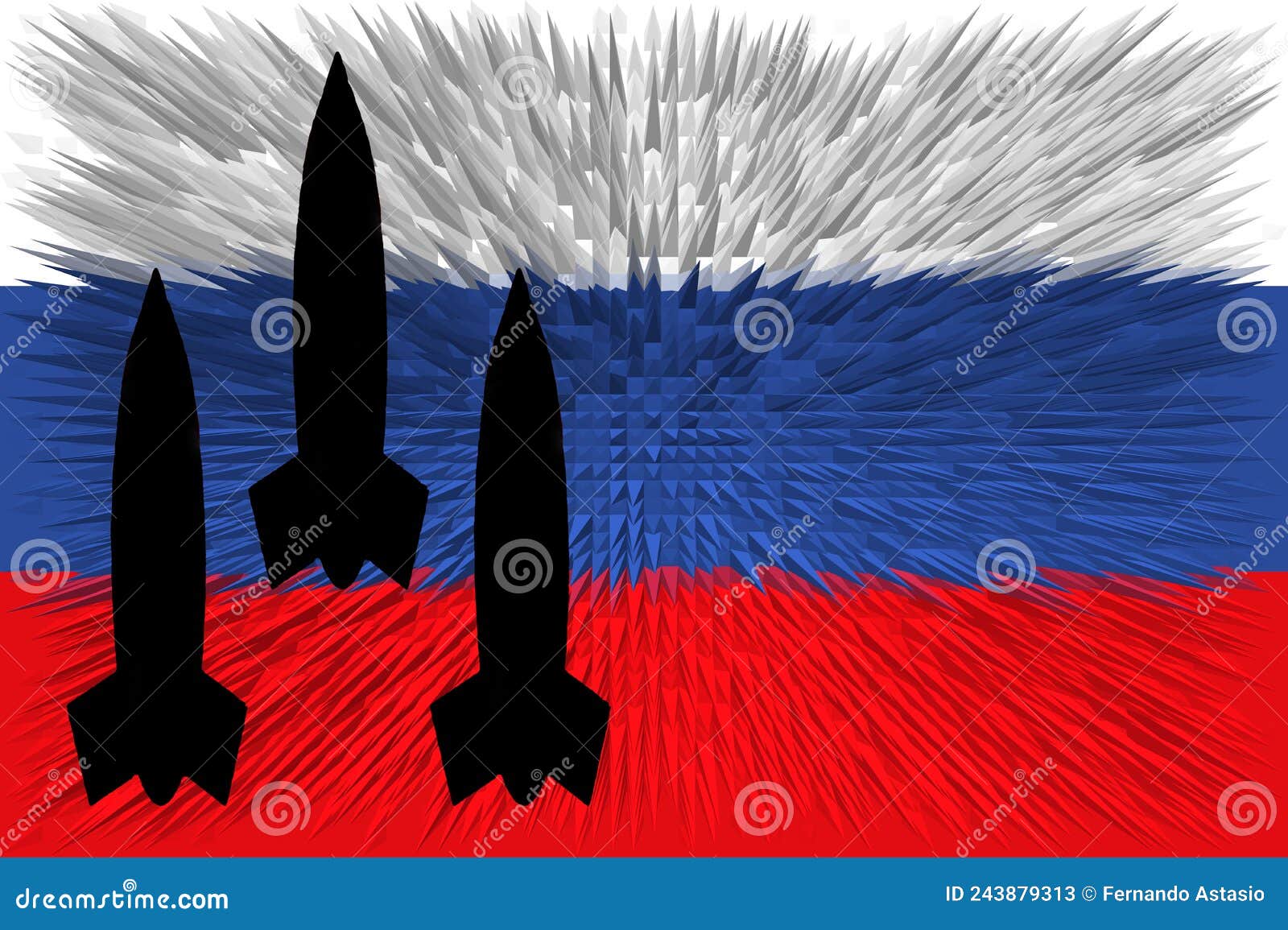 Russia. Nuclear Weapons. Russia Flag with Nuclear Weapons Symbol with ...