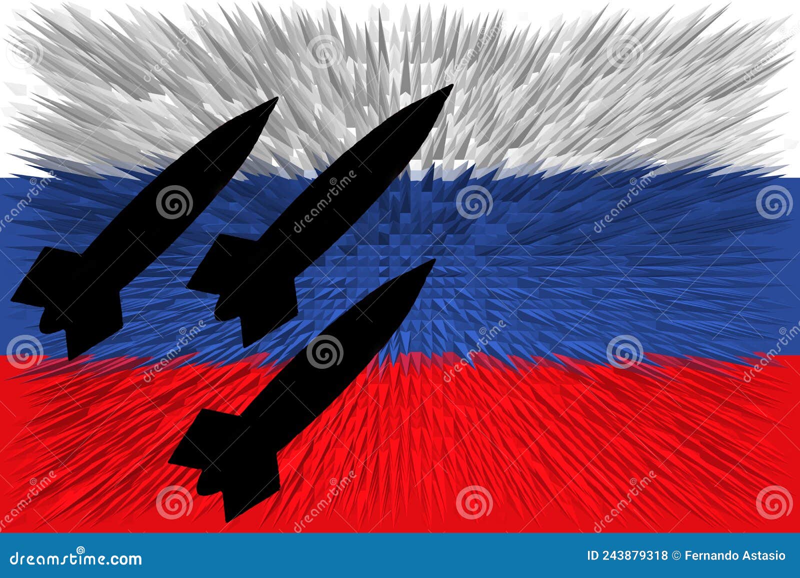 Russia. Nuclear Weapons. Russia Flag with Nuclear Weapons Symbol with ...