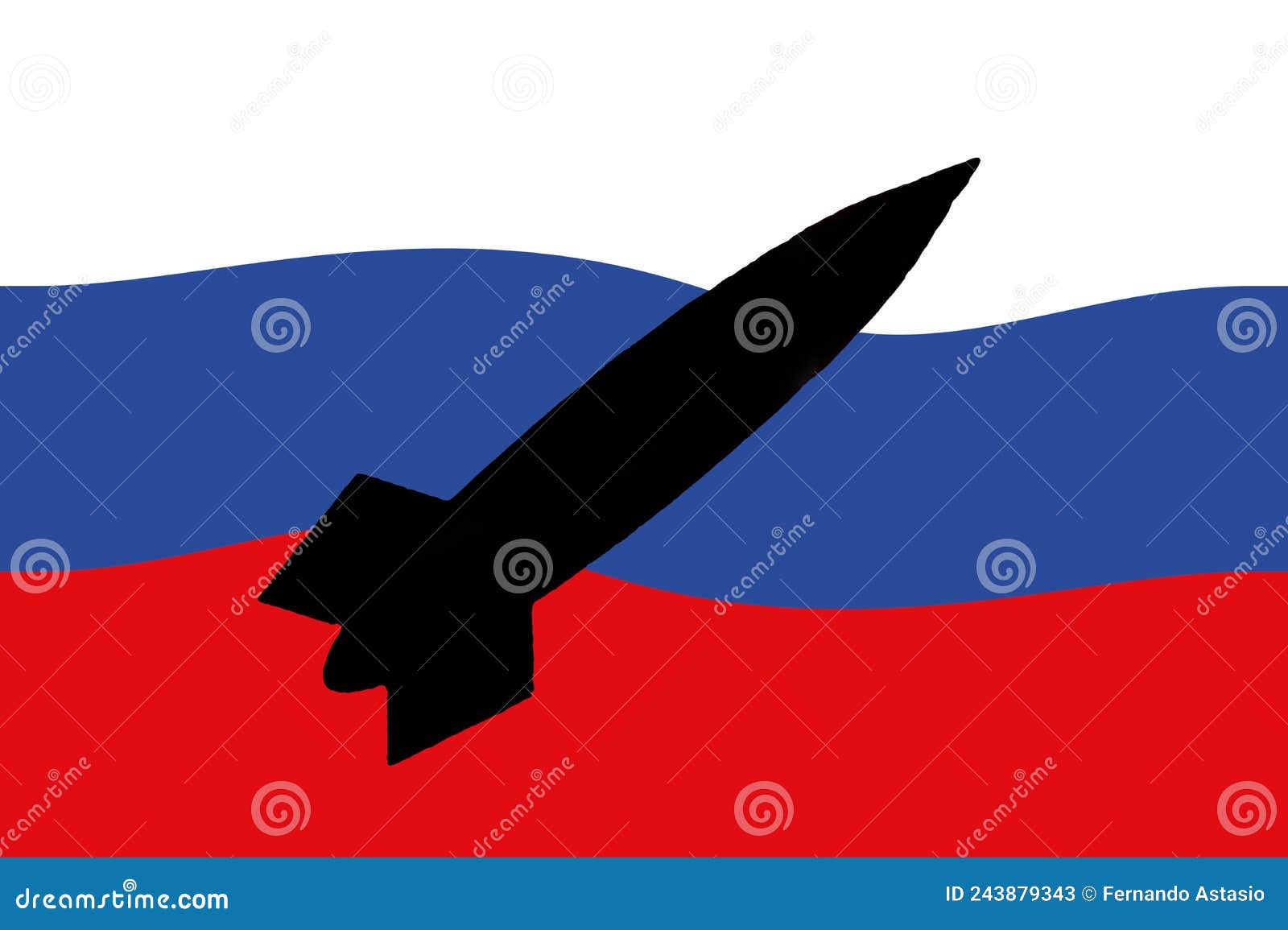 Russia. Nuclear Weapons. Russia Flag with Nuclear Weapons Symbol with ...