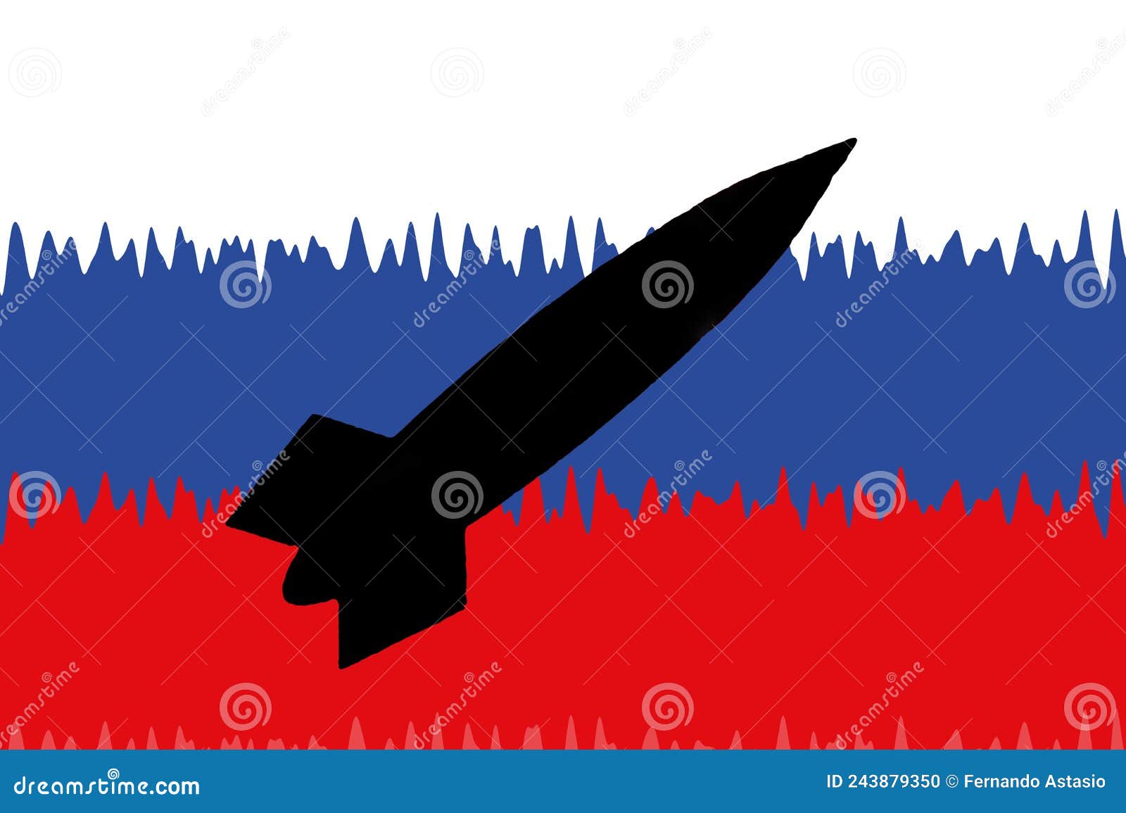 Russia. Nuclear Weapons. Russia Flag with Nuclear Weapons Symbol with ...