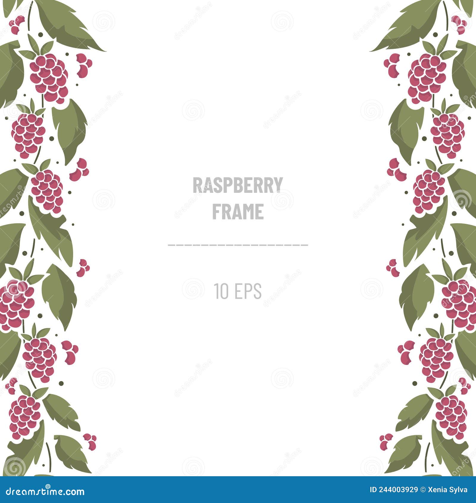 Vertical Border Composition with Raspberries on Foliate Twigs. Stock ...