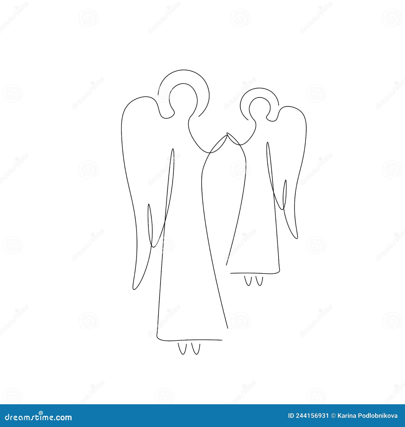 Angels Line Drawing, Vector Illustration Stock Vector - Illustration of ...