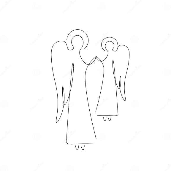Angels Line Drawing, Vector Illustration Stock Vector - Illustration of ...