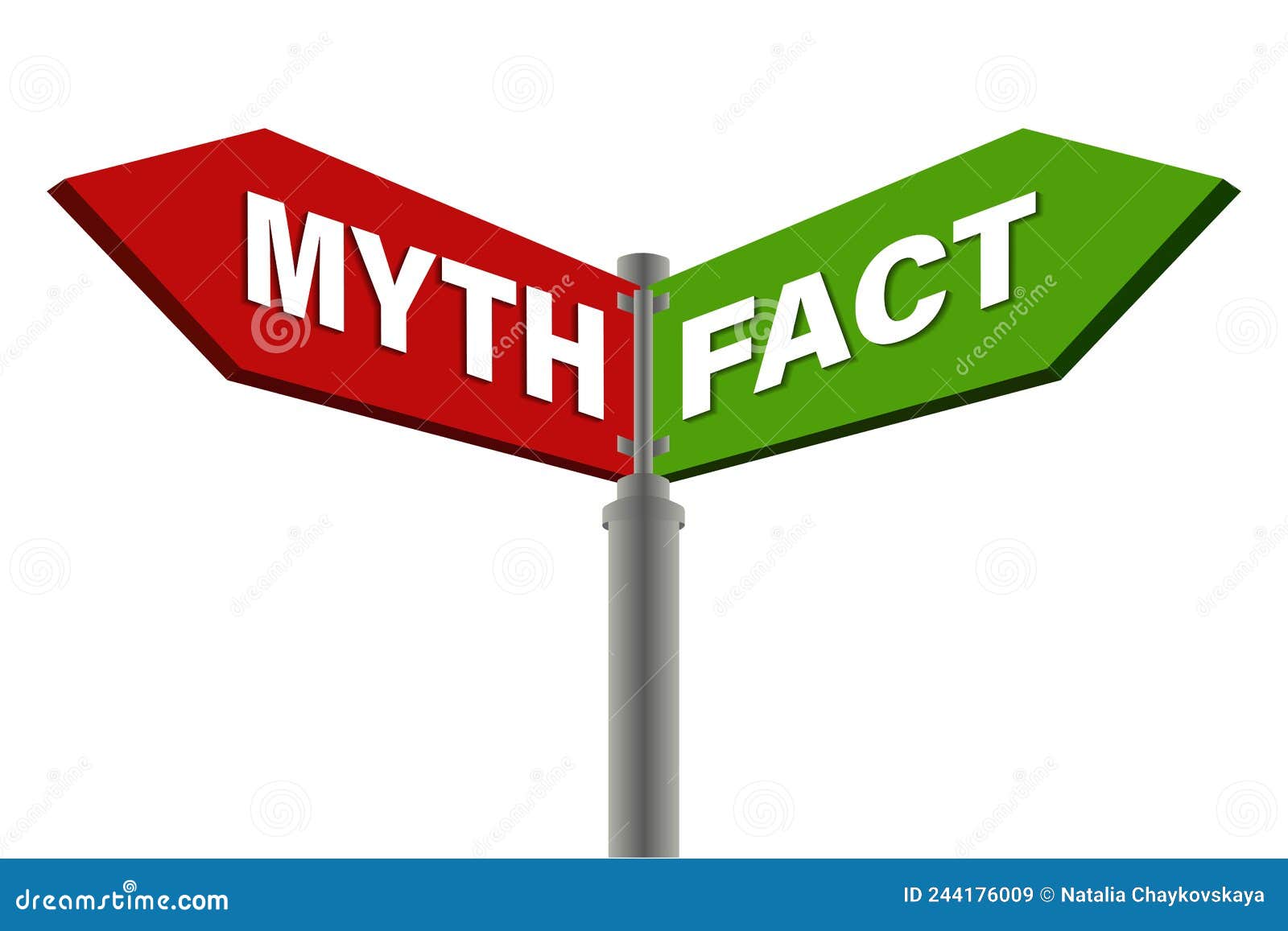 Sign Direction with Myth and Fact Vector Illustration. 3d Signpost for ...