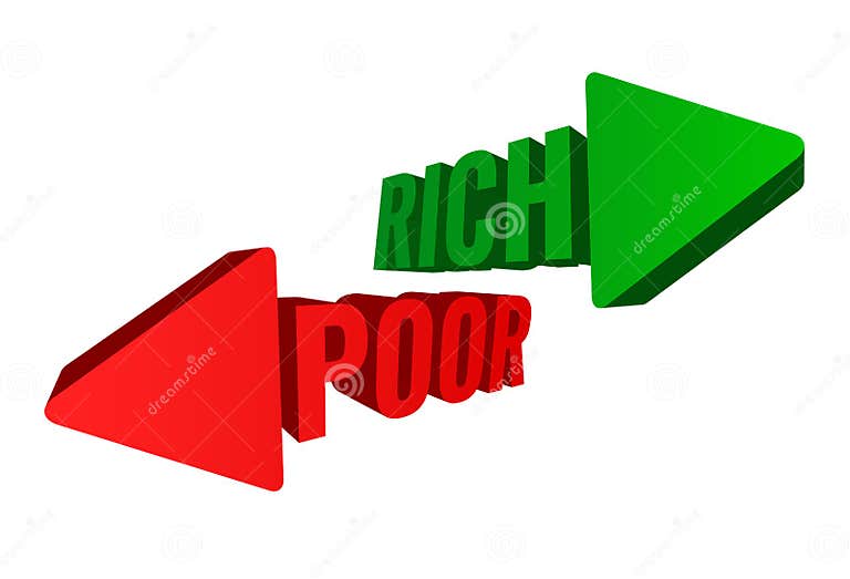 Vector Illustration Green and Red Arrows Signs with Words Poor and Rich ...