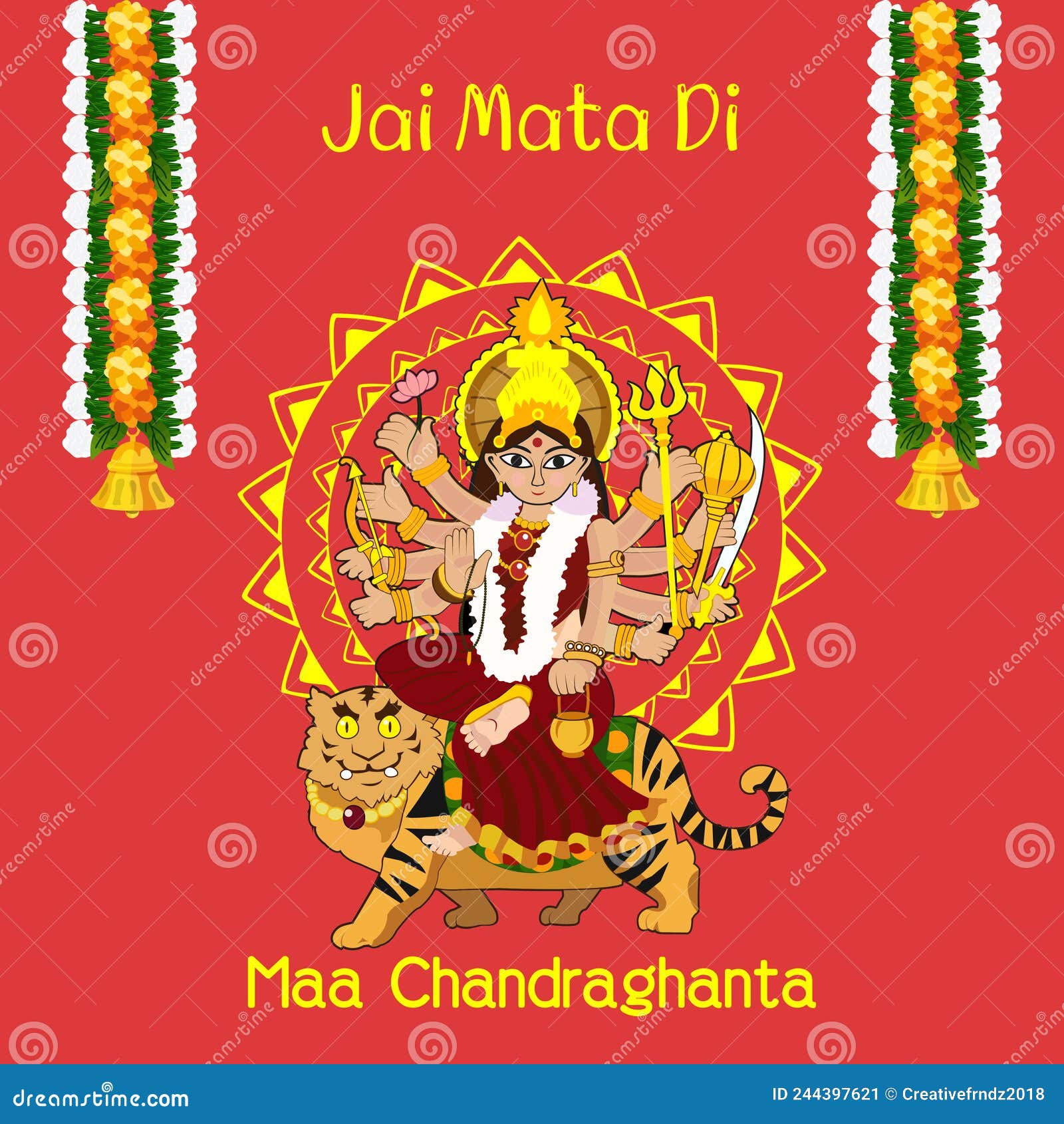 Goddess Chandraghanta Devi For The Third Navadurga Of Navratri Festival ...