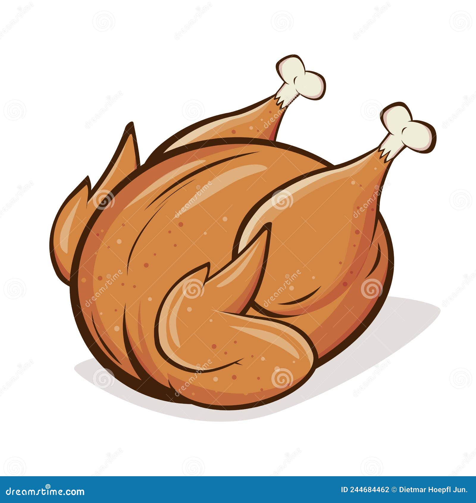 Cartoon Illustration of a Delicious Roast Chicken Stock Vector ...
