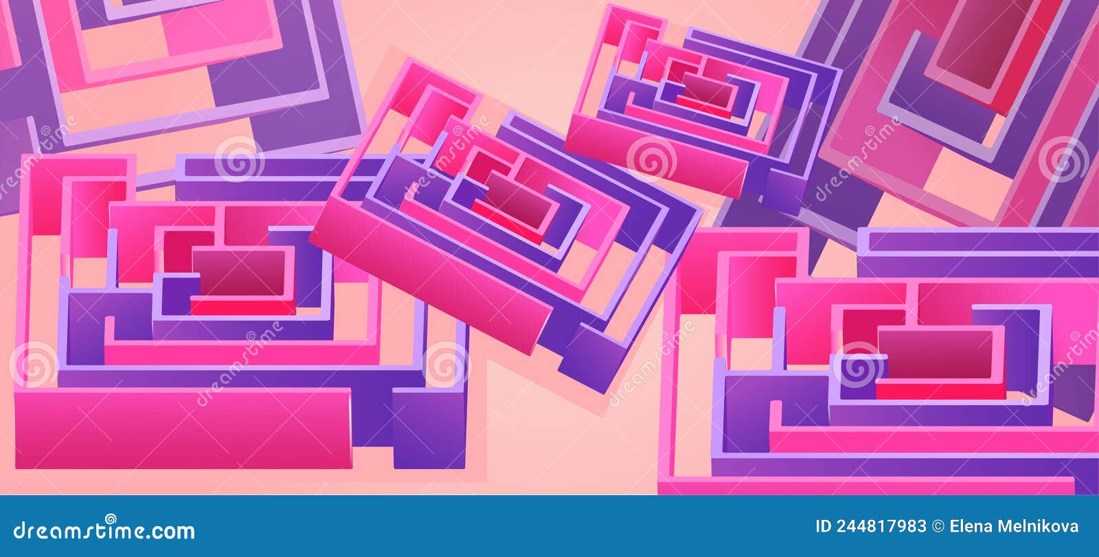 Colored Labyrinths Geometric Pattern. Abstract Vector Background Stock ...