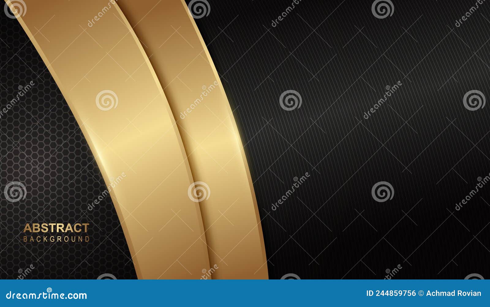 Gradient Black Banner Background with Golden Shape Stock Vector ...
