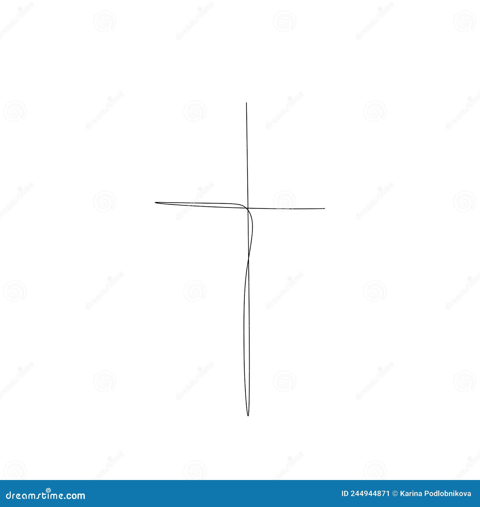 Christian Cross Line Drawing, Vector Illustration Stock Vector ...