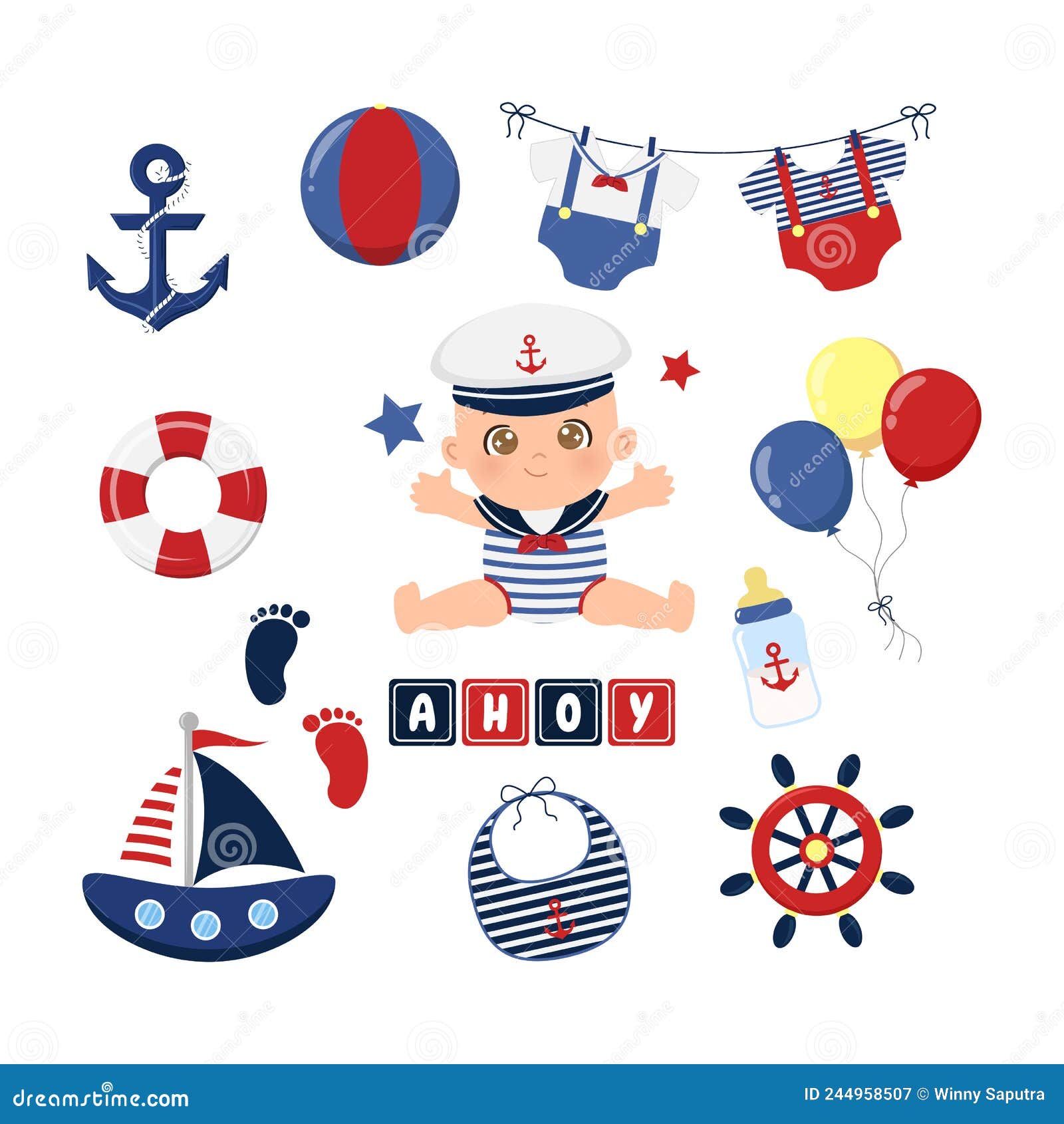 Cute Nautical Animals. Funny Cartoon Sea Kids Character Clip Art ...