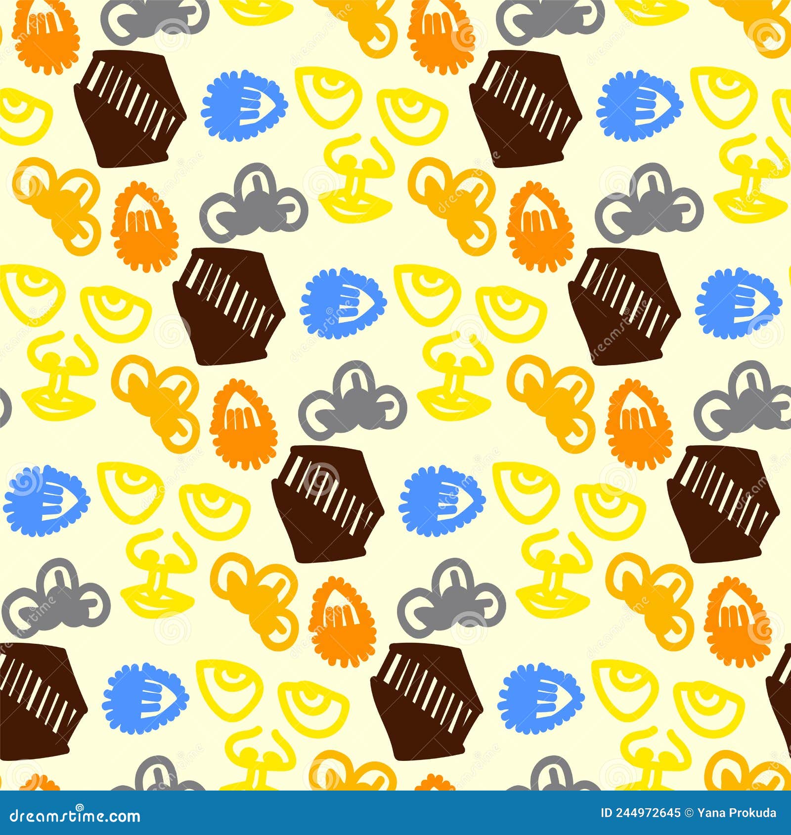Funny Seamless Abstract Pattern with Cute Elements Stock Vector ...