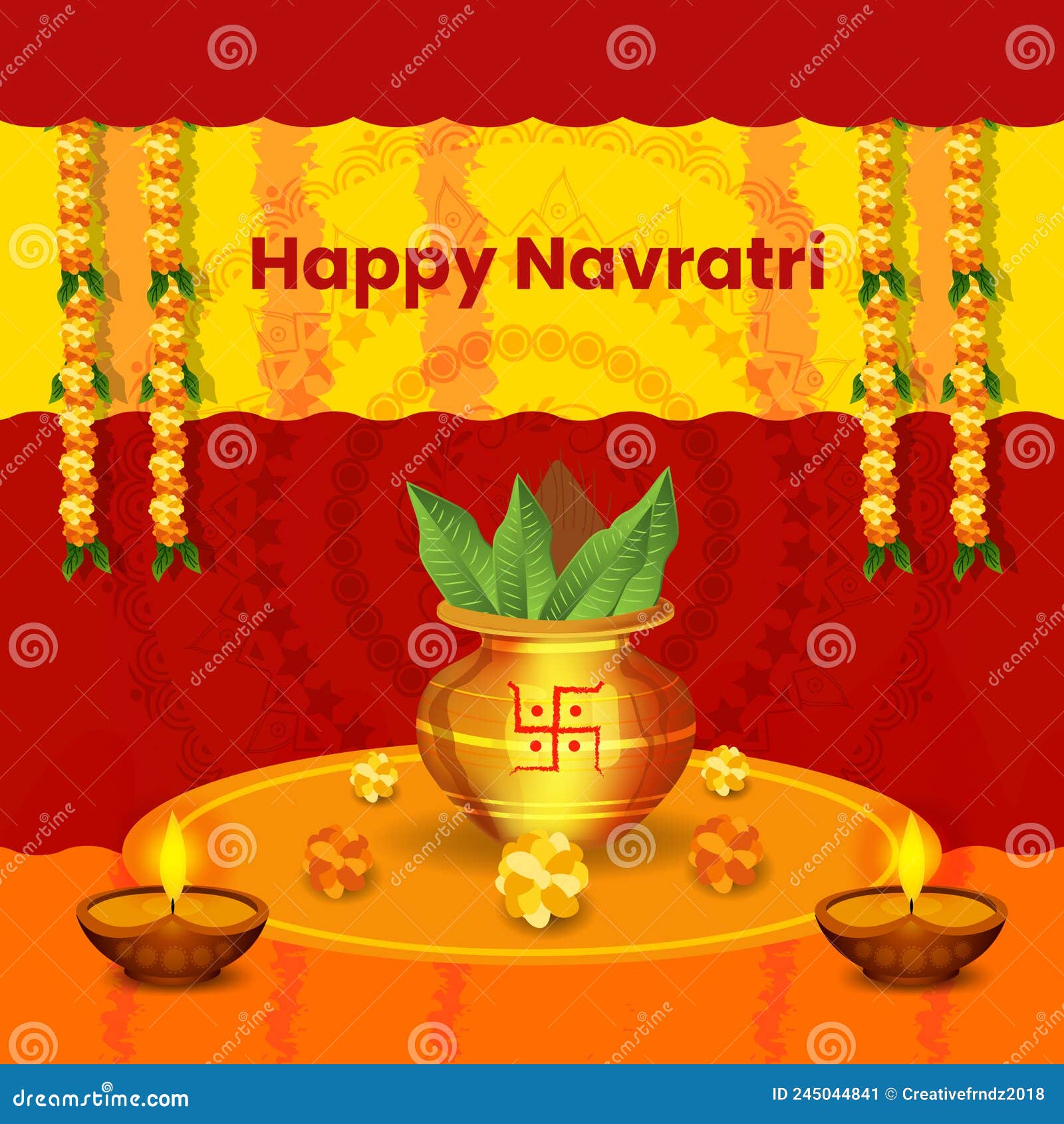 Happy Navratri Greeting Card Design Stock Vector - Illustration of ...