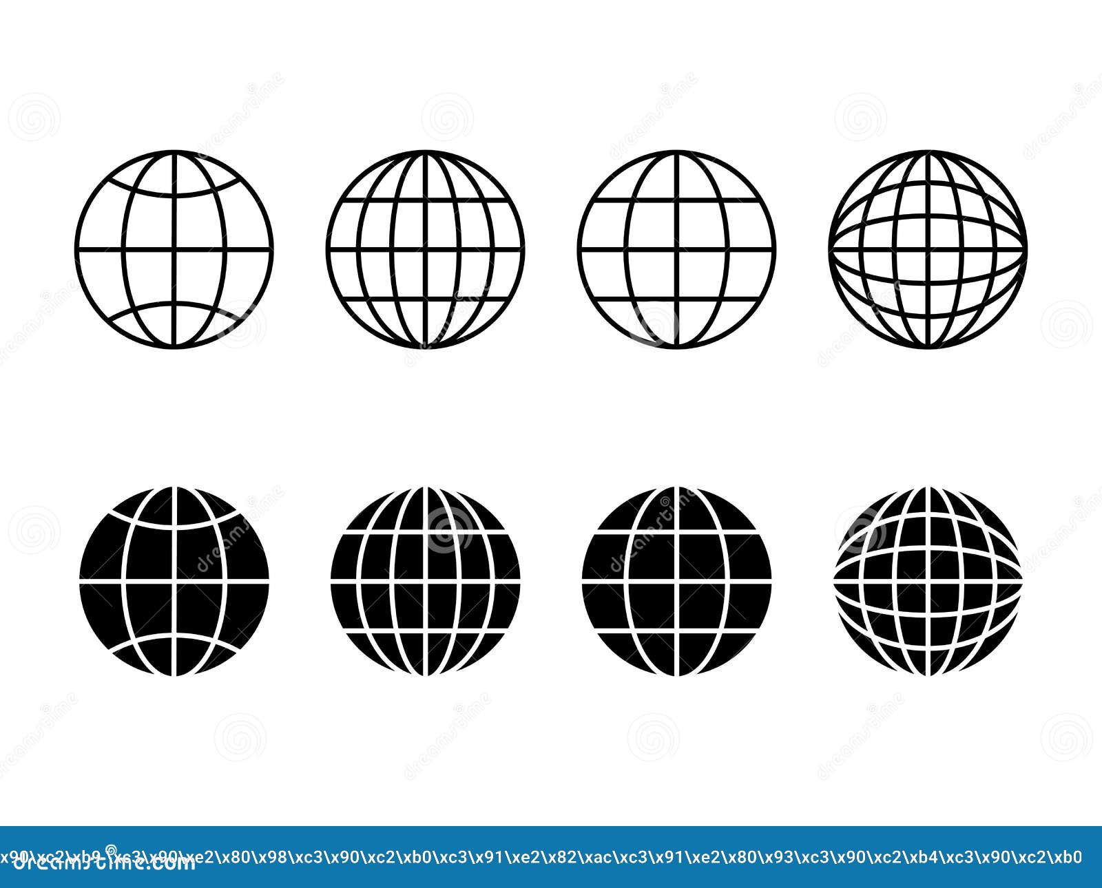 Globe Icons Large Set. World Wide Web Line and Silhouette Symbols ...